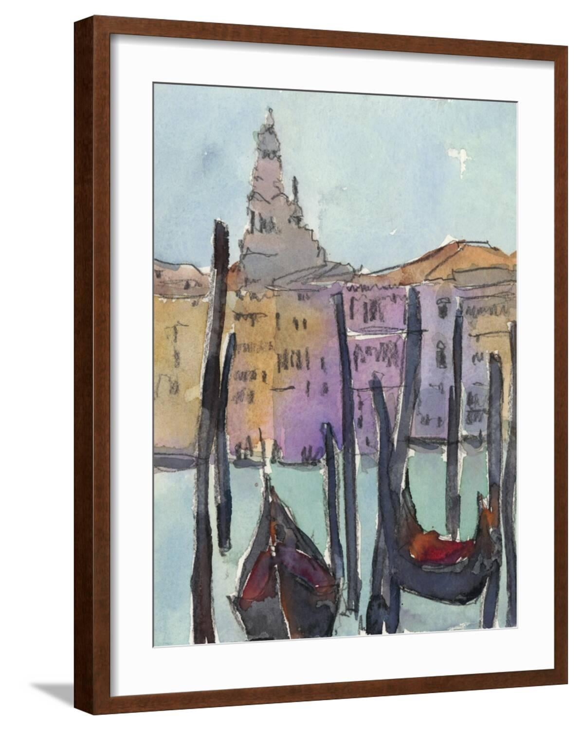 Art.com Venice Plein Air IV Art Print by Samuel Dixon, Brown Frame Wall ...