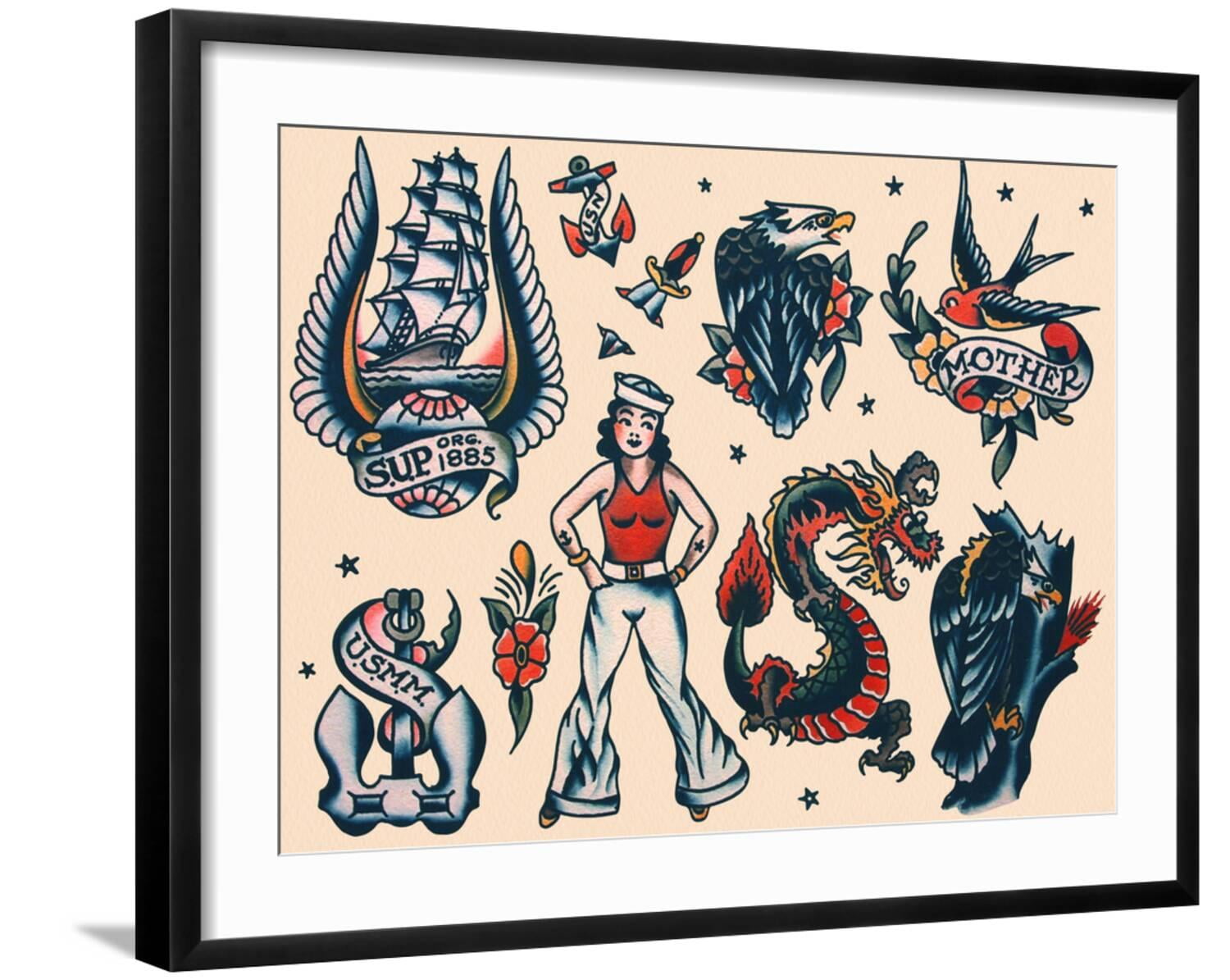Art.com Vintage Sailor Tattoo Flash by Norman Collins, aka, Sailor ...