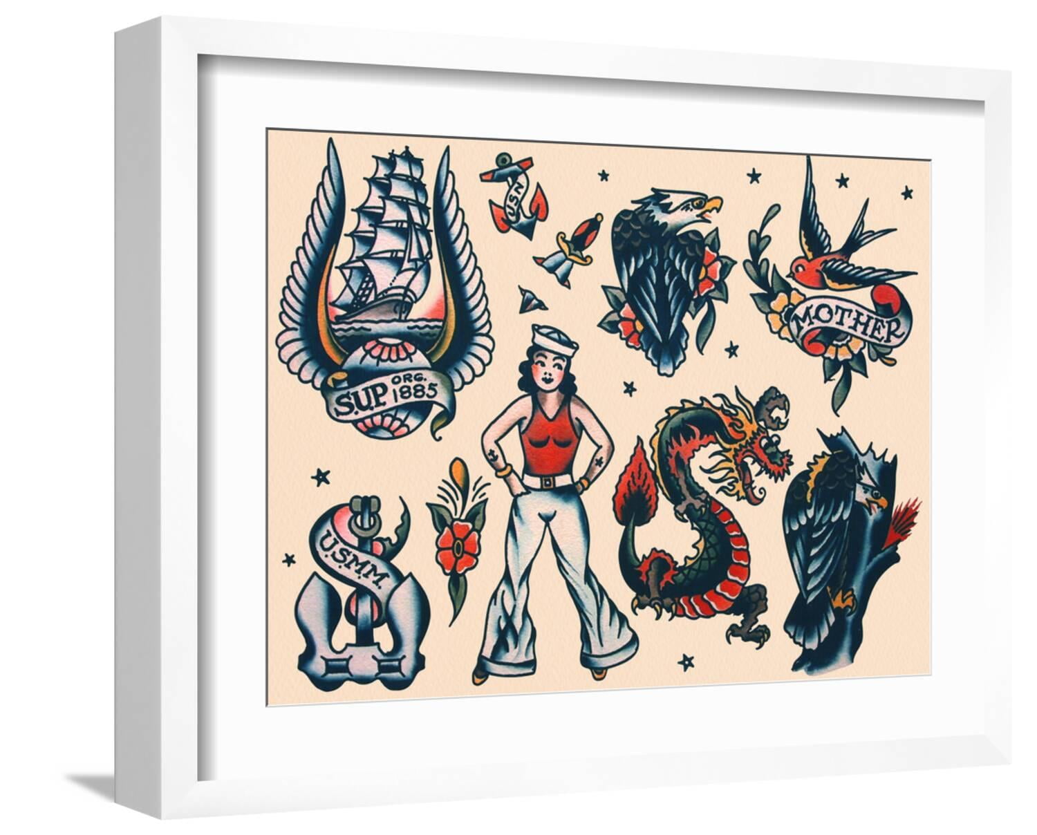 Art.com Vintage Sailor Tattoo Flash by Norman Collins, aka, Sailor ...