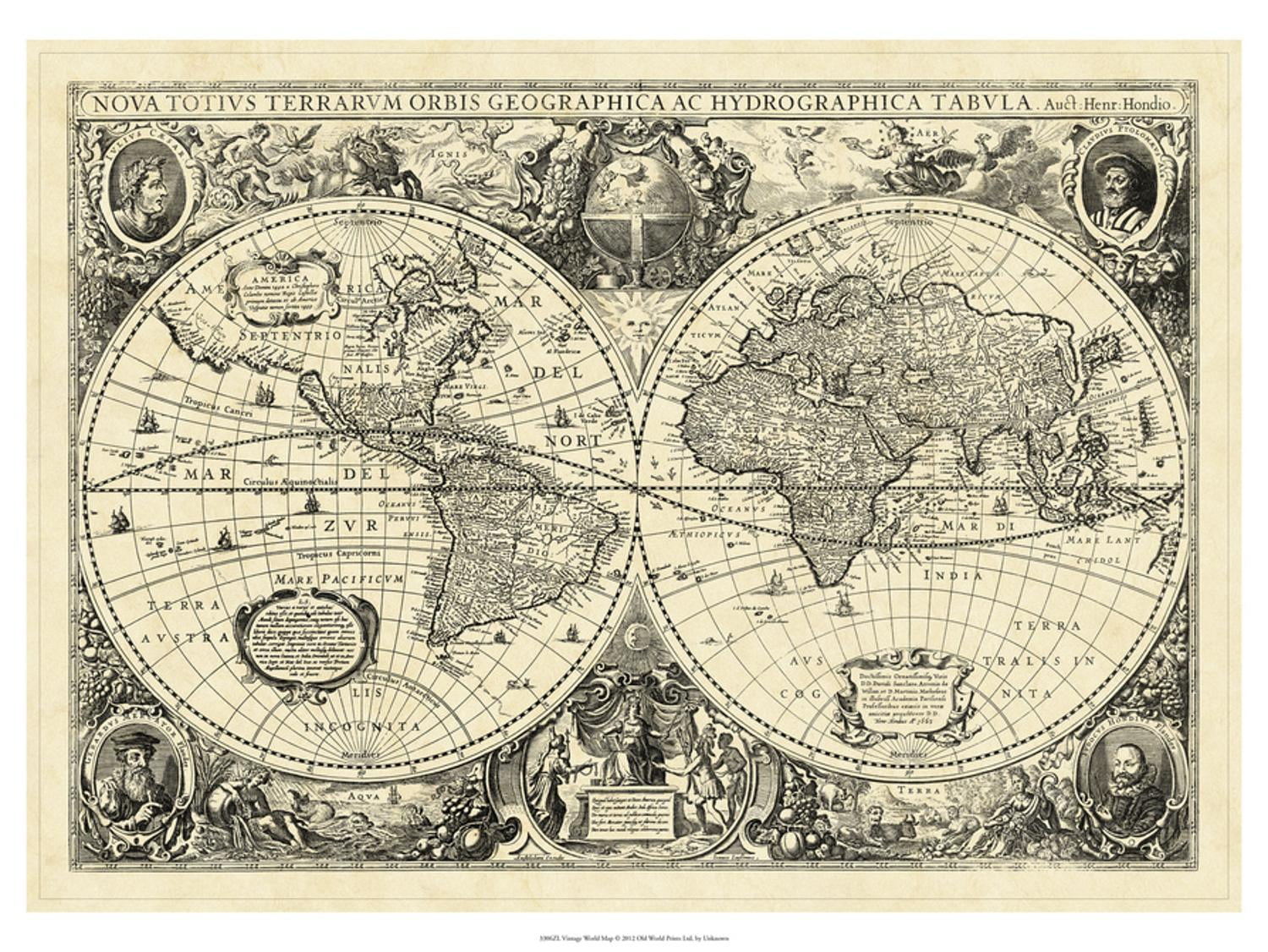Art.com Vintage World Map Art Print, 32" x 24" - Walmart.com