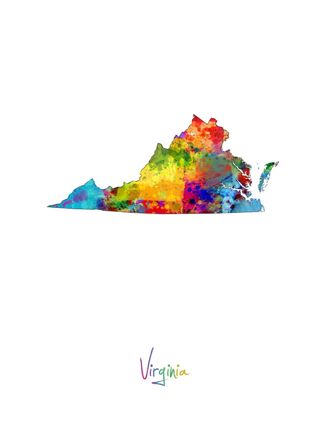 Art.com Virginia Map Art Print by Michael Tompsett, 12" x 16" - Walmart.com