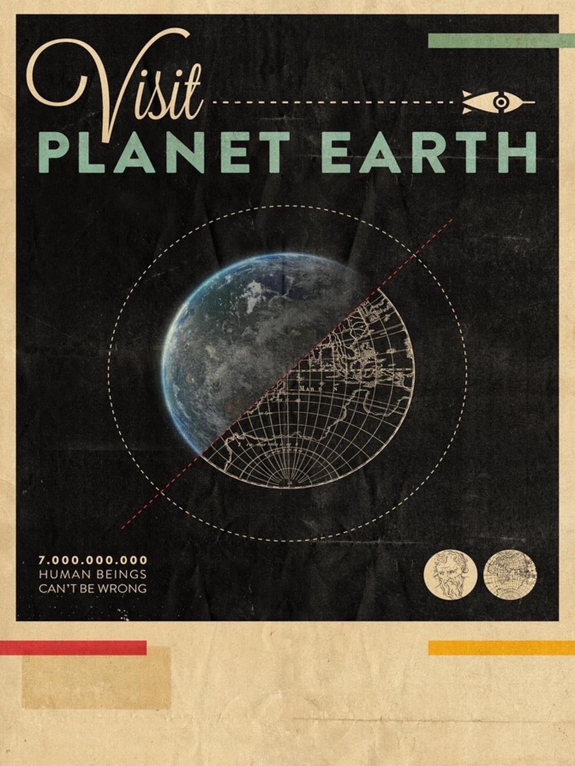 Art.com Visit Planet Earth Art Print by Hannes Beer, 12" x 16 ...