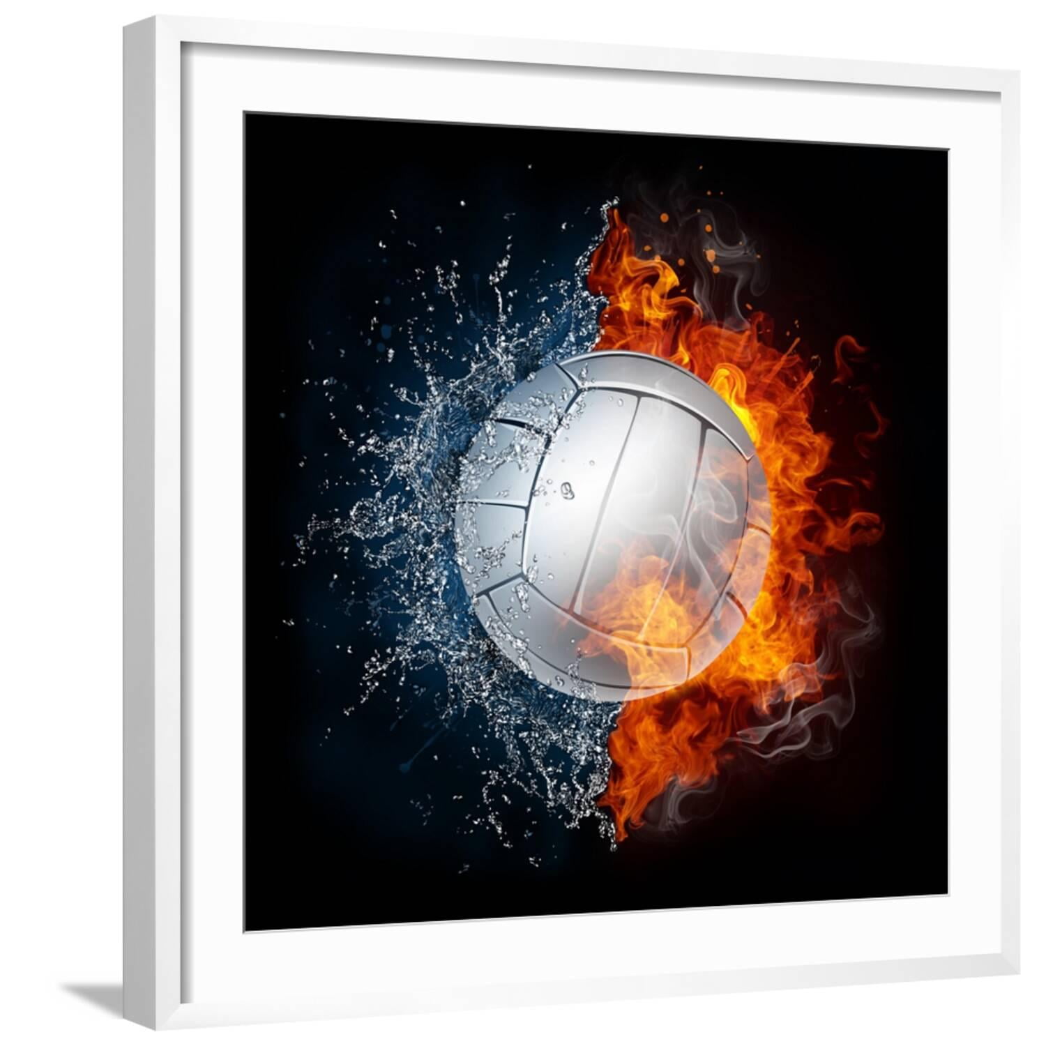 Art.com Volleyball Ball Art Print by RaStudio, White Frame Wall Art, 29 ...