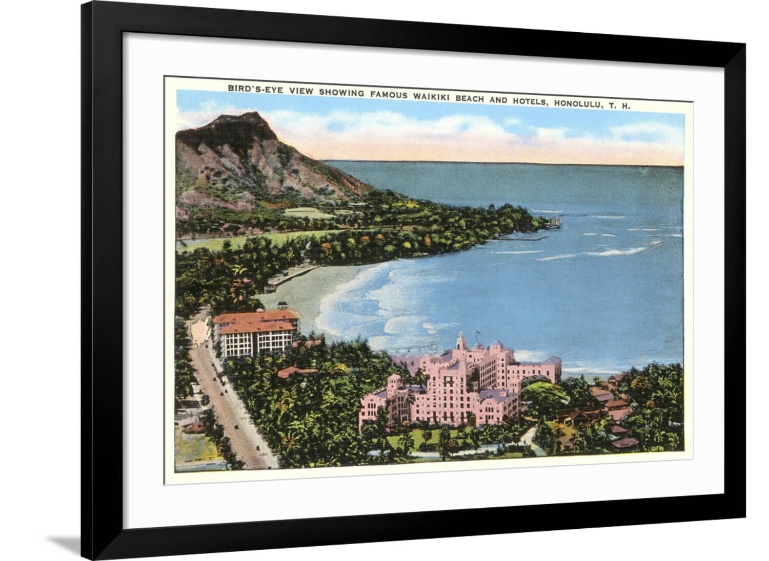 Art.com Waikiki Beach, Honolulu, Hawaii Art Print, Black Frame Wall Art ...