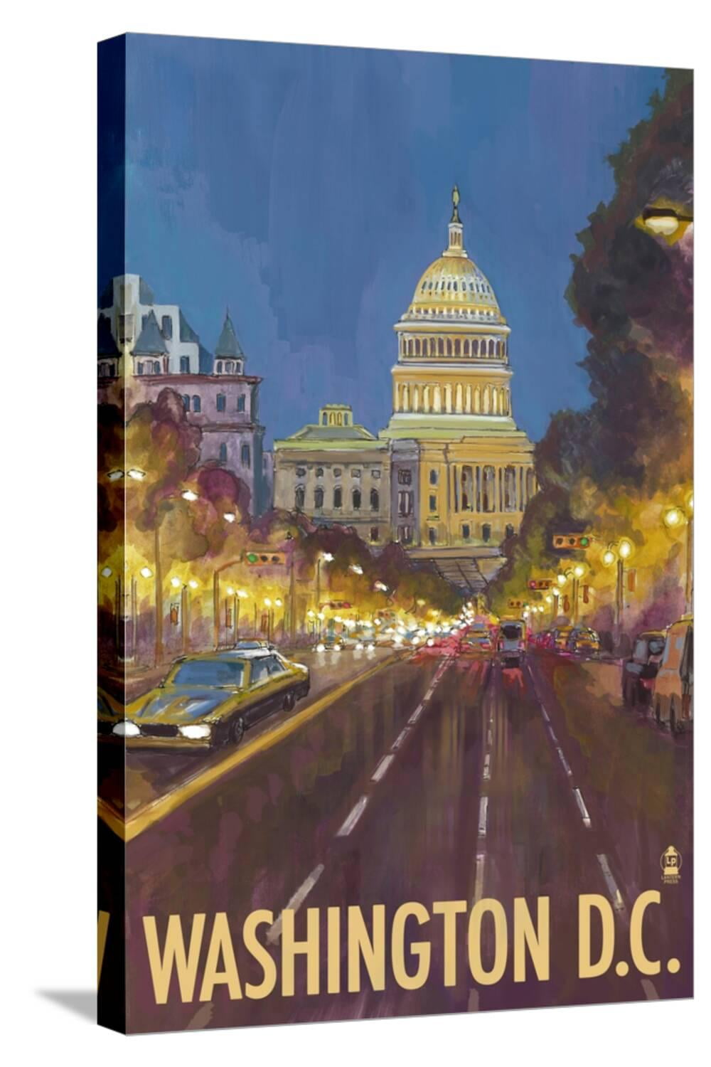 Art.com Washington DC, The Capitol Building Stretched Canvas Print Wall ...