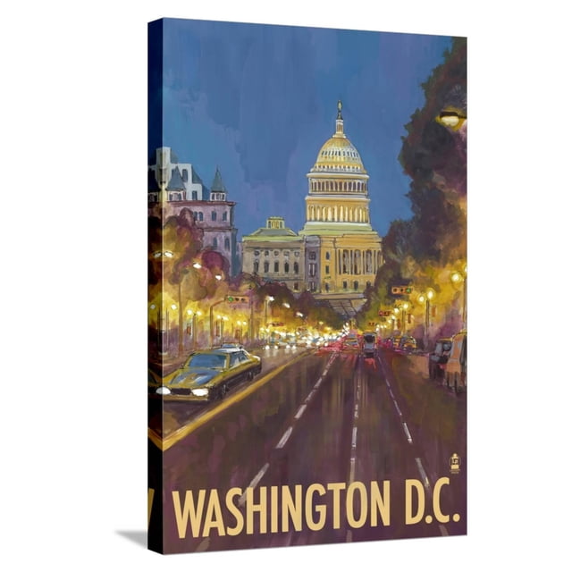 Art.com Washington DC, The Capitol Building Stretched Canvas Print Wall ...