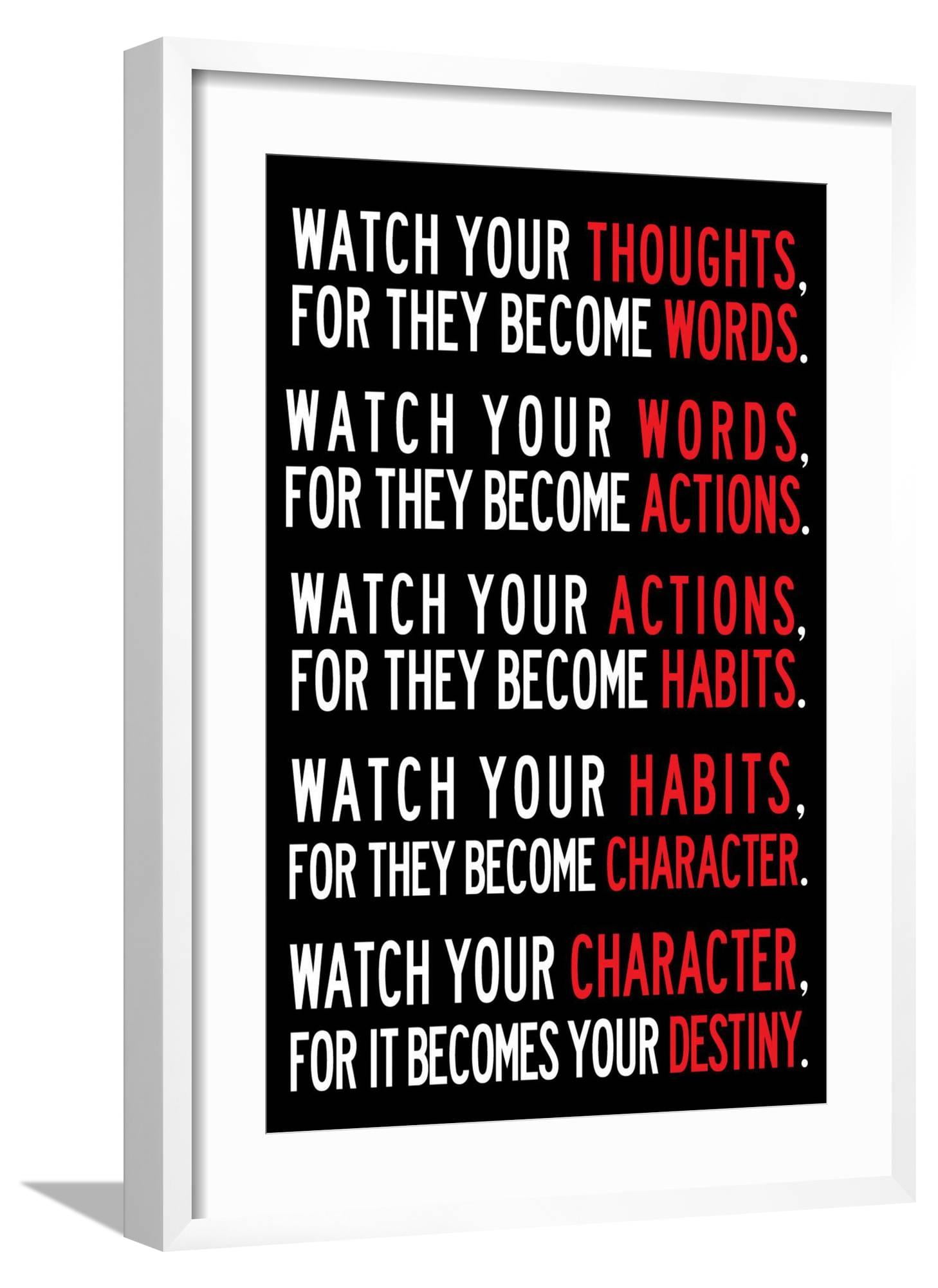 Art.com Watch Your Thoughts Motivational Poster Art Print, White Frame ...