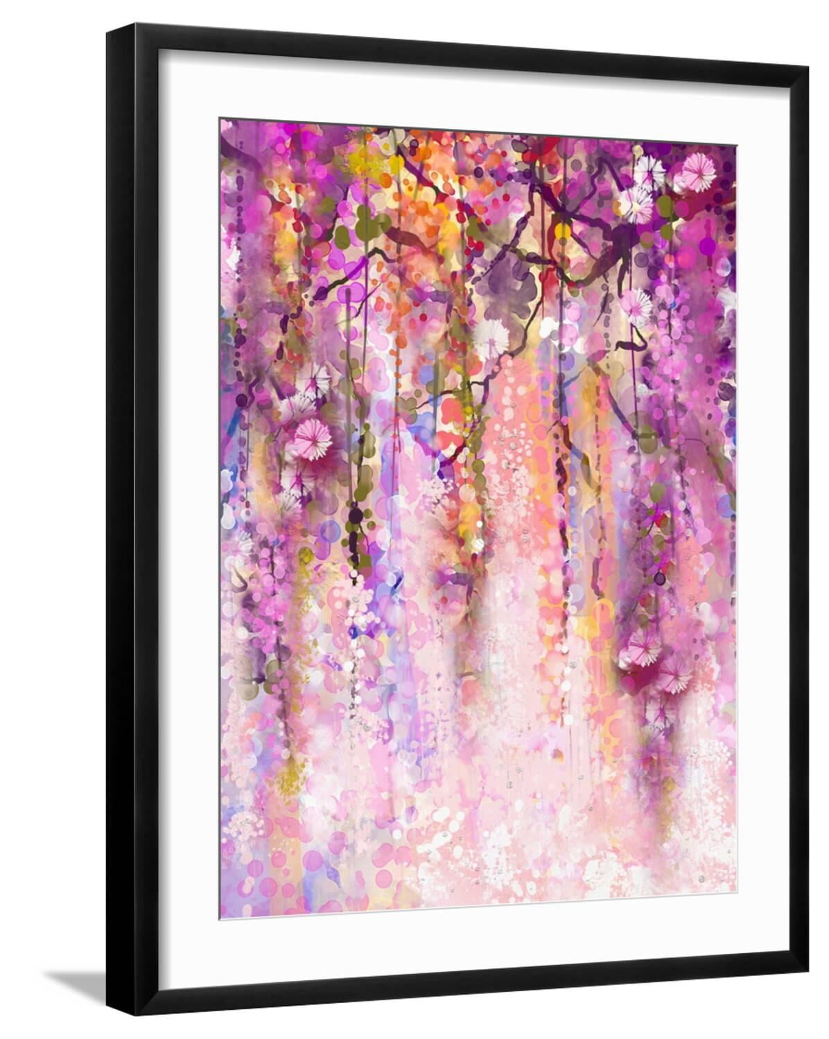Art.com Watercolor Painting. Spring Purple Flowers Wisteria Background Art Print by Nongkran_ch ...