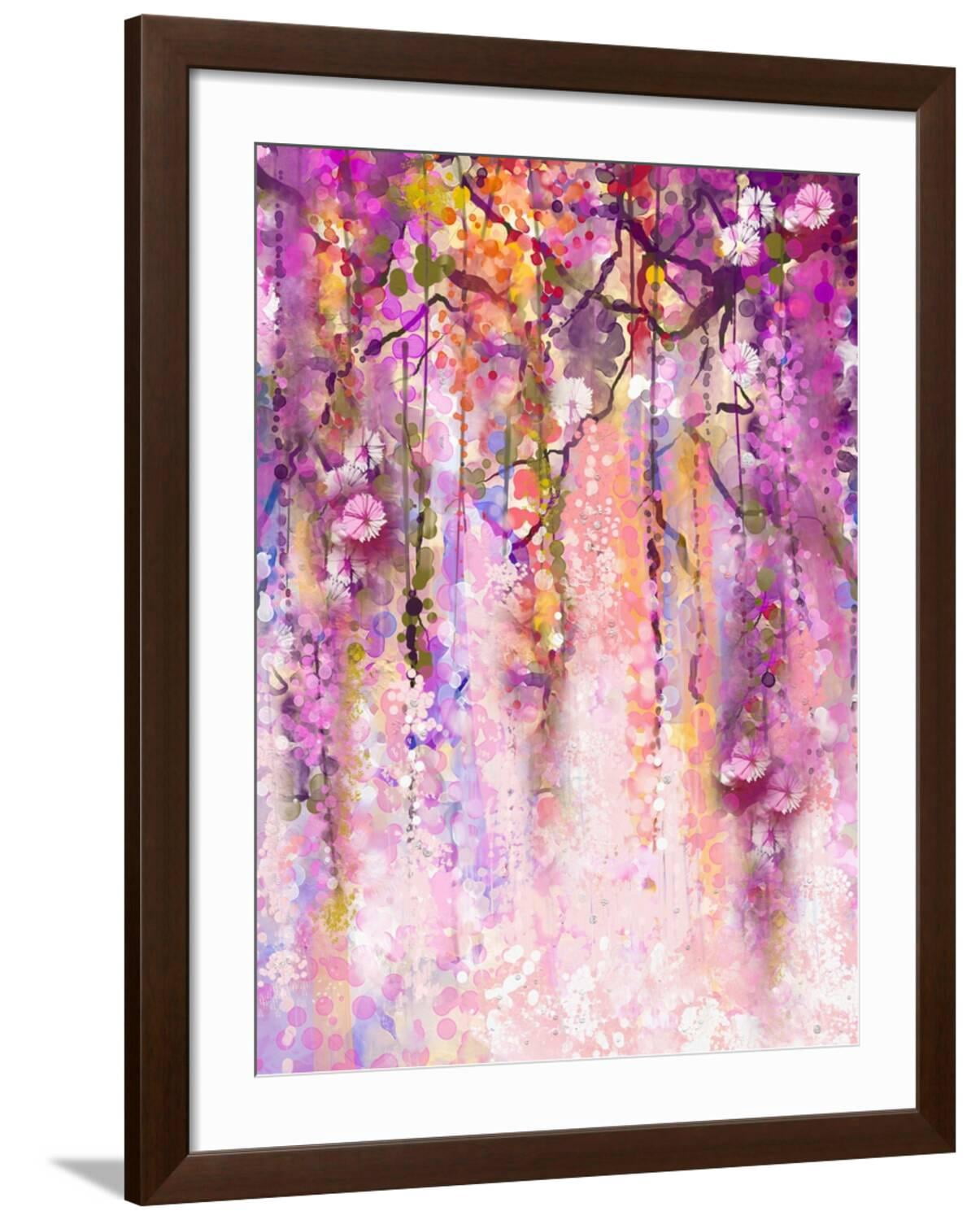 Art.com Watercolor Painting. Spring Purple Flowers Wisteria Background ...