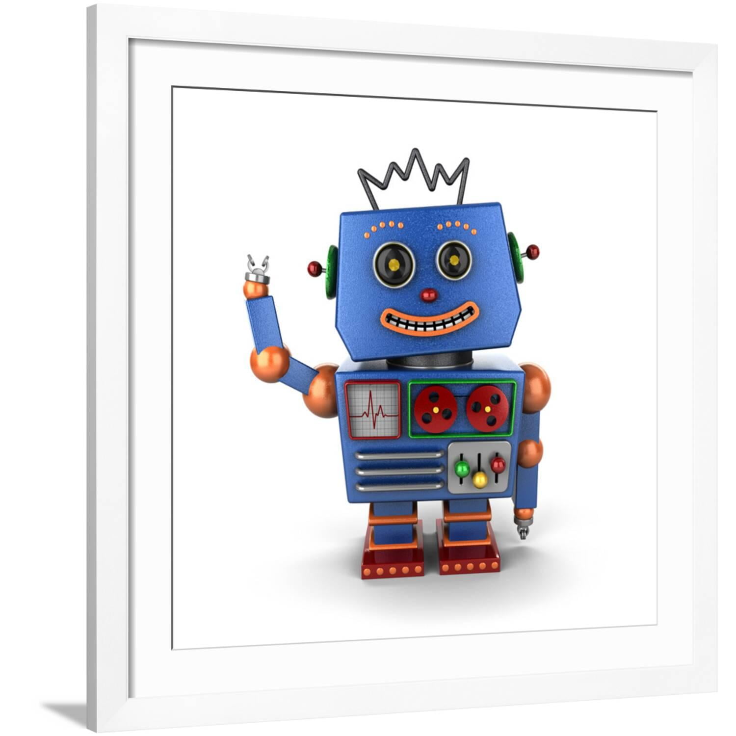 Art.com Waving Vintage Toy Robot Art Print by badboo, White Frame Wall ...