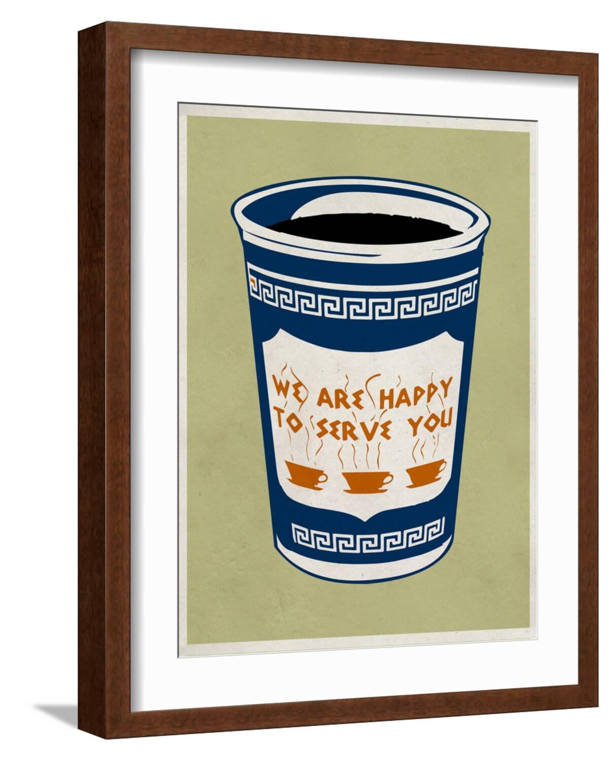Art.com We are Happy to Serve You Retro Poster Art Print, Brown Frame ...