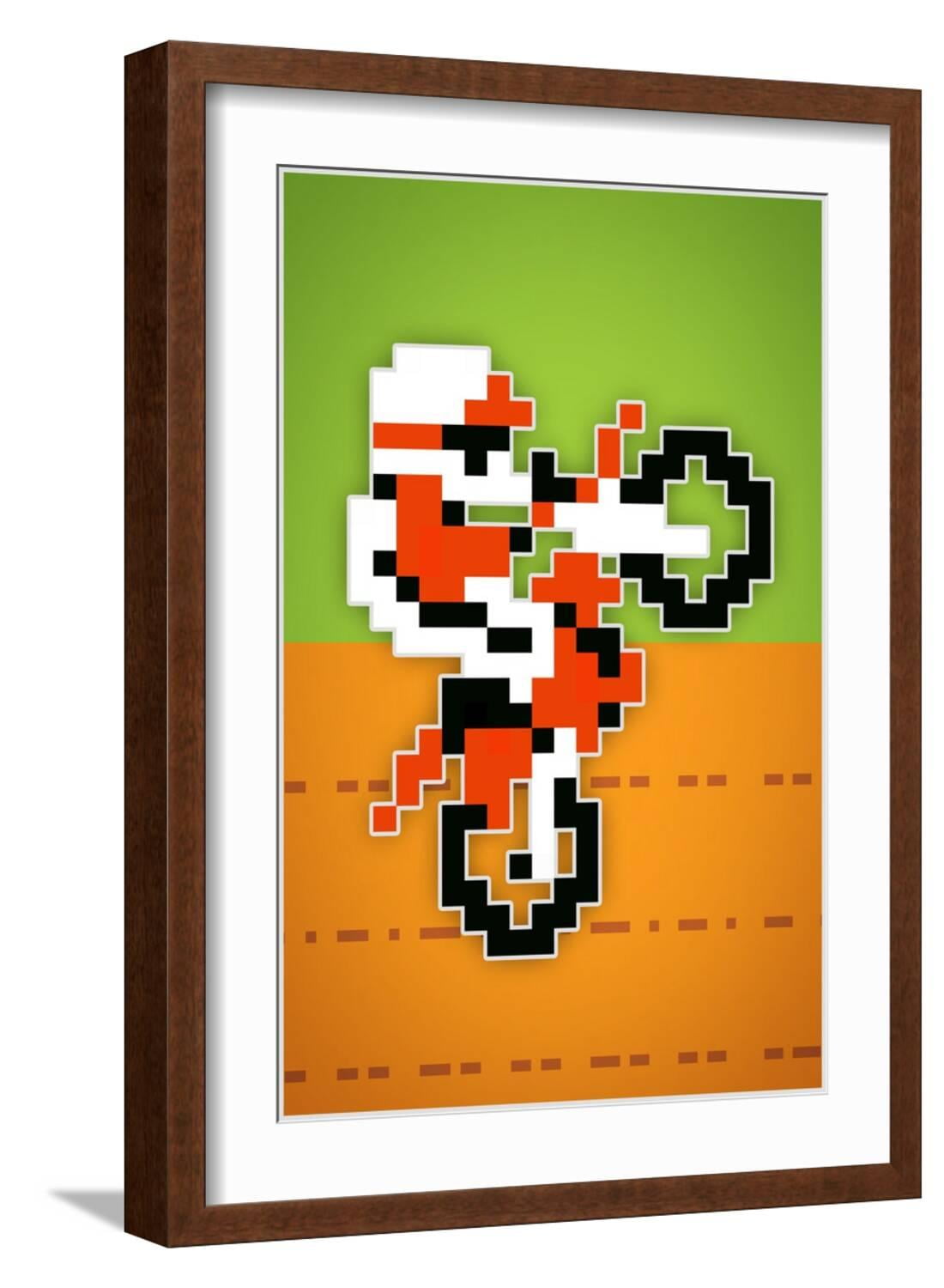 Art.com Wheelie 8-bit Video Game Art Print, Brown Frame Wall Art, 17" x ...