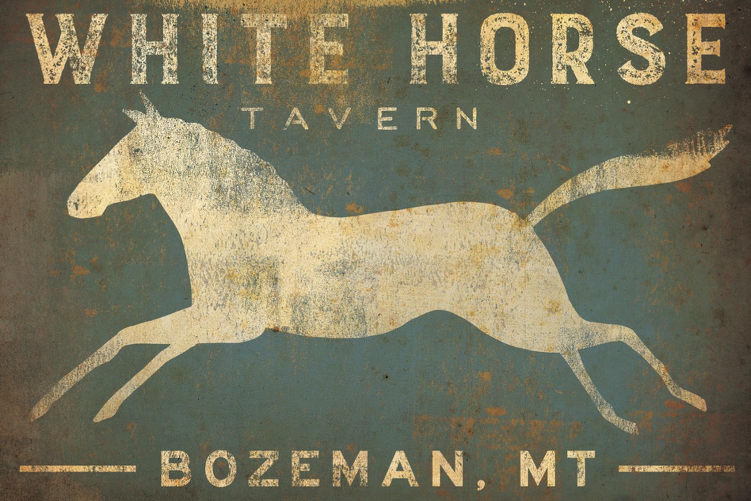 Art.com White Horse Running Art Print by Ryan Fowler, 36" x 24 ...