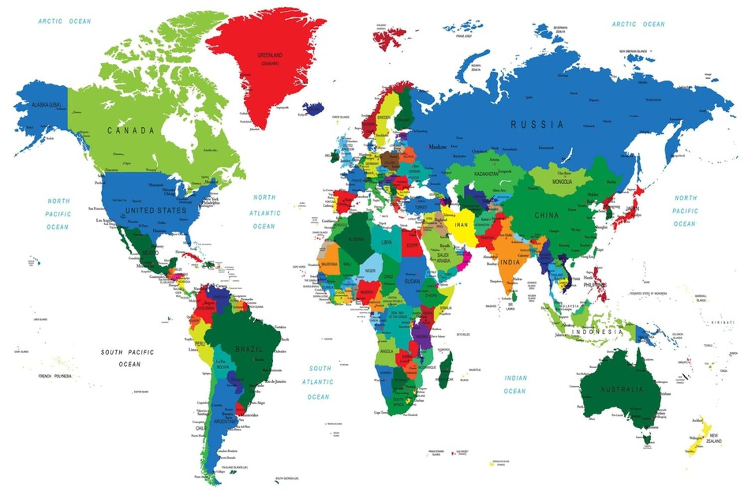 Art.com World Map-Countries Art Print by Serban Bogdan, 36" x 24 ...