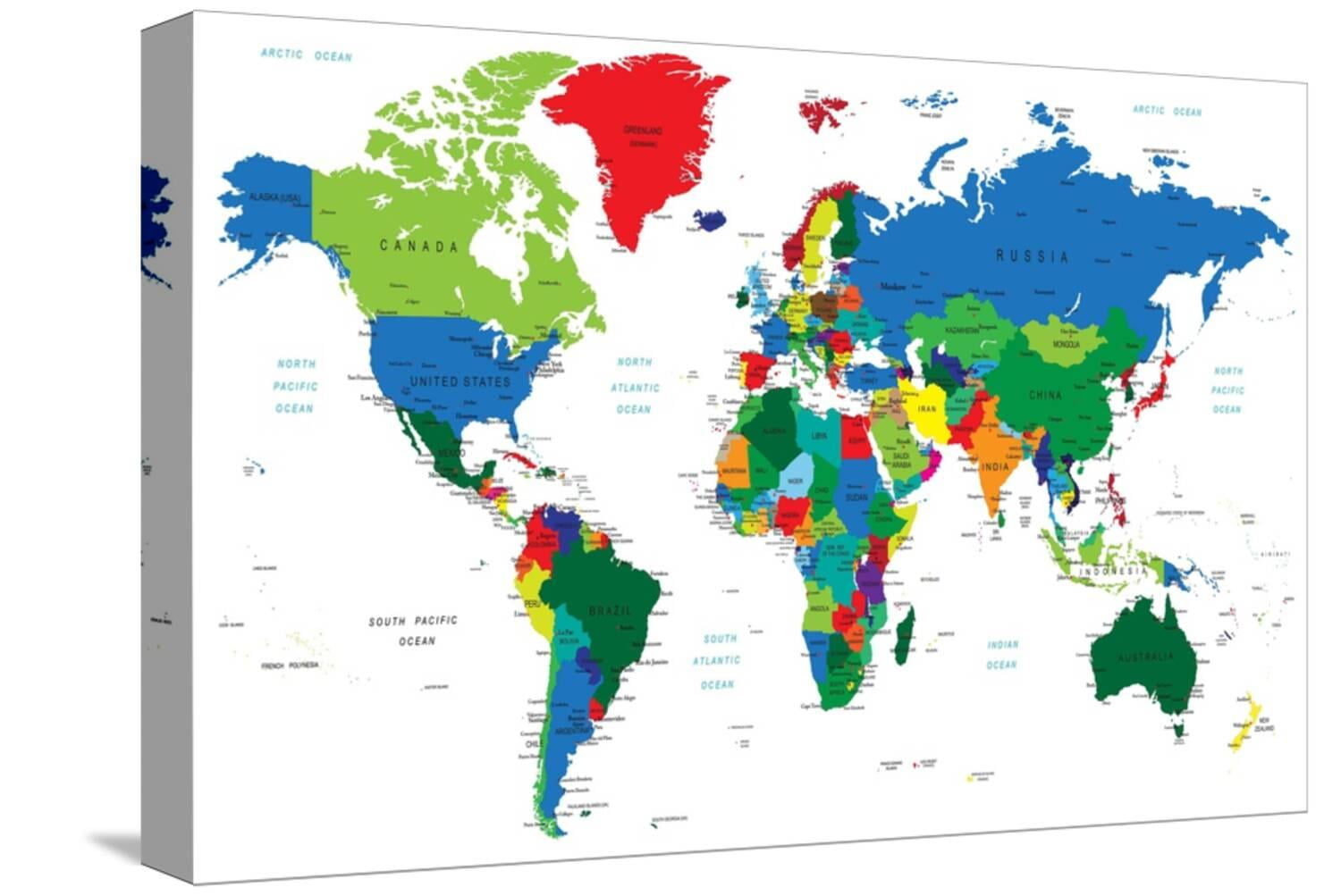 Art.com World Map-Countries Stretched Canvas Print Wall Art by Serban ...