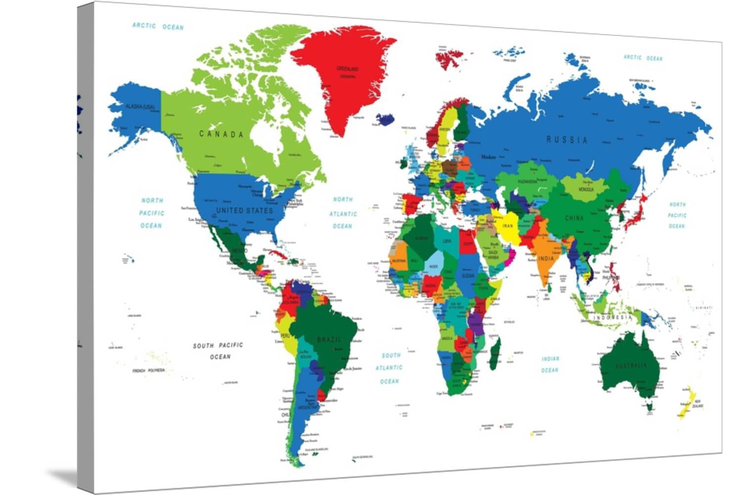 Art.com World Map-Countries Stretched Canvas Print Wall Art by Serban ...