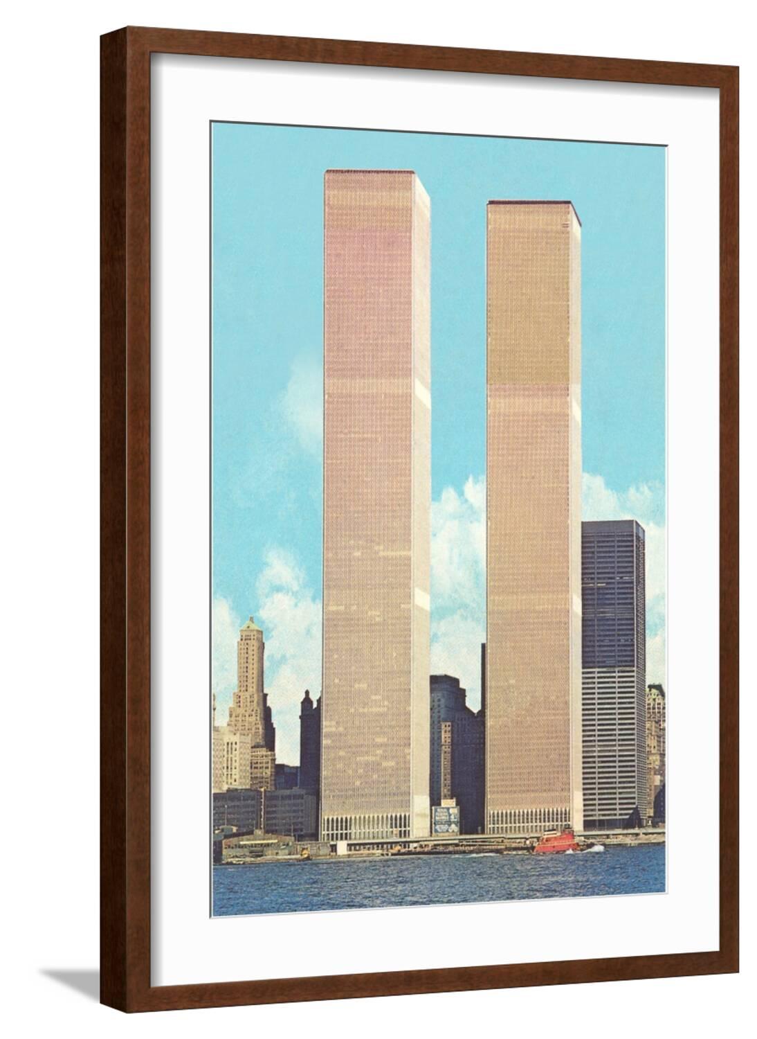 Art.com World Trade Center Towers, New York City Art Print, Brown Frame ...