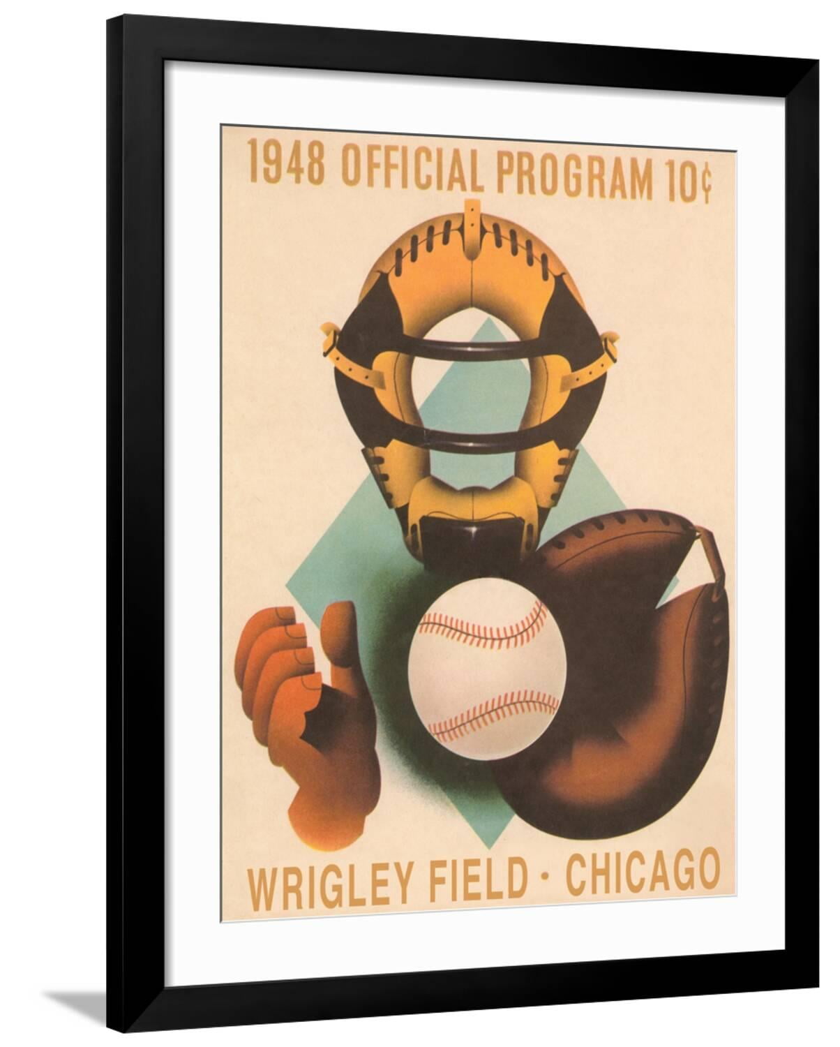 Art.com Wrigley Field Poster with Phantom Catcher Art Print, Black ...