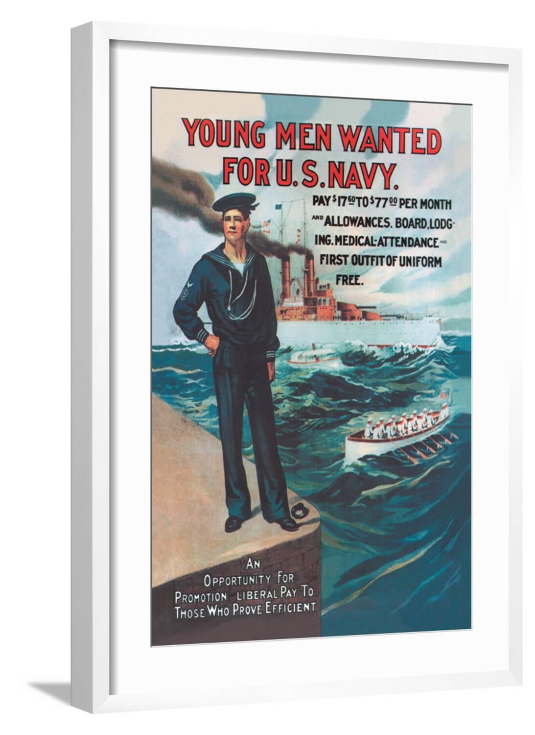 Art.com Young Men Wanted for U.S. Navy Art Print, White Frame Wall Art ...