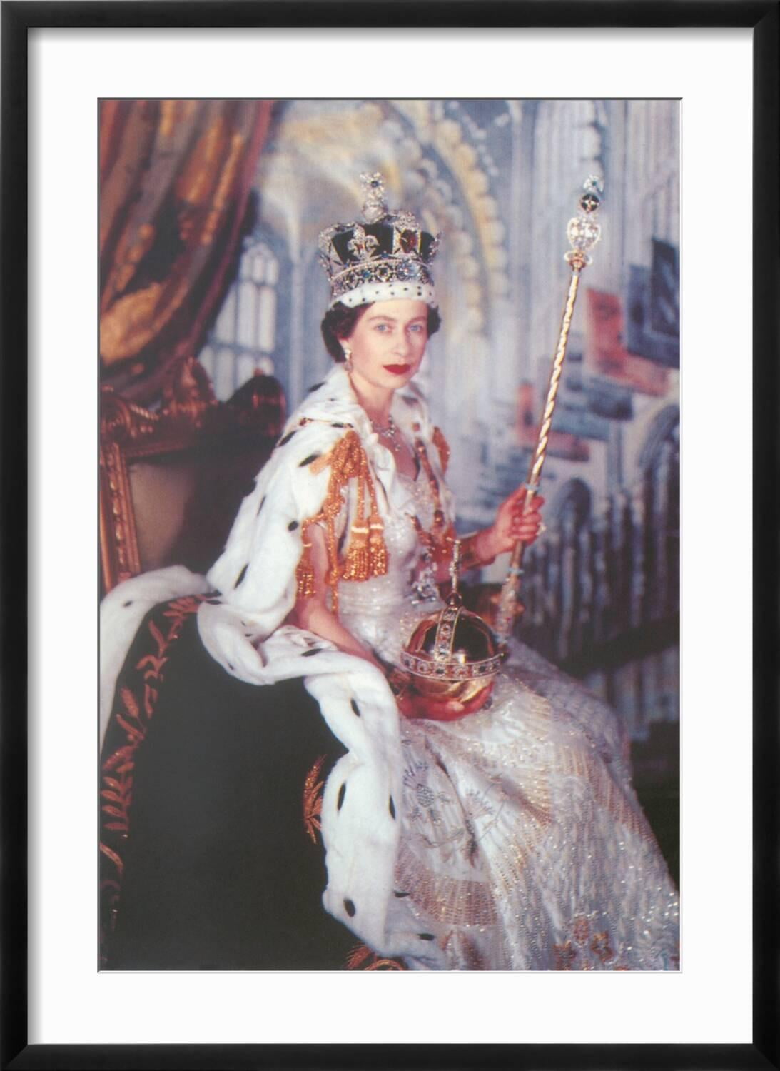 Art.com Young Queen Elizabeth II Art Print, Black Frame Wall Art, 21" x ...