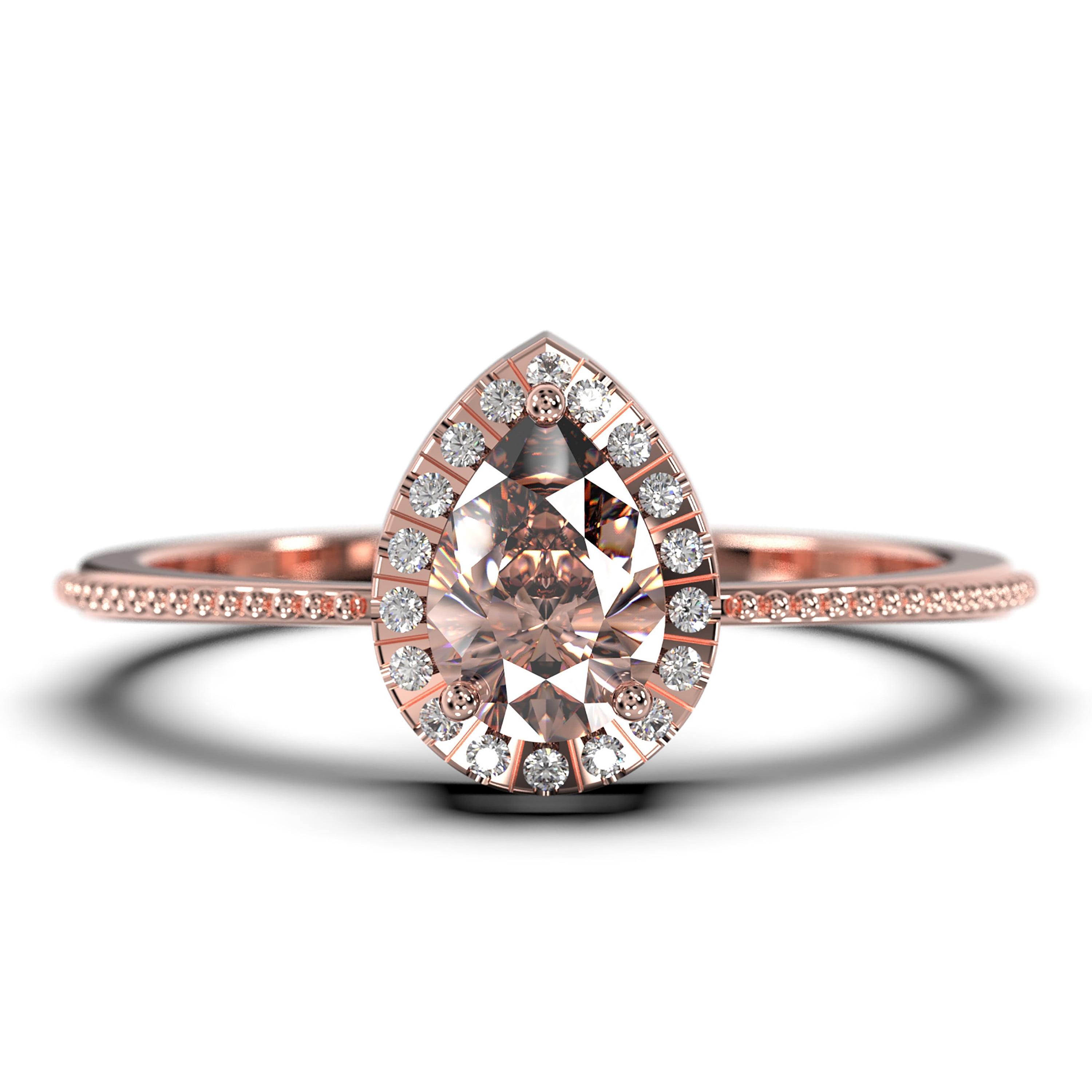 Art deco 1.75 Carat Vintage Pear Cut Morganite And Diamond Moissanite ...