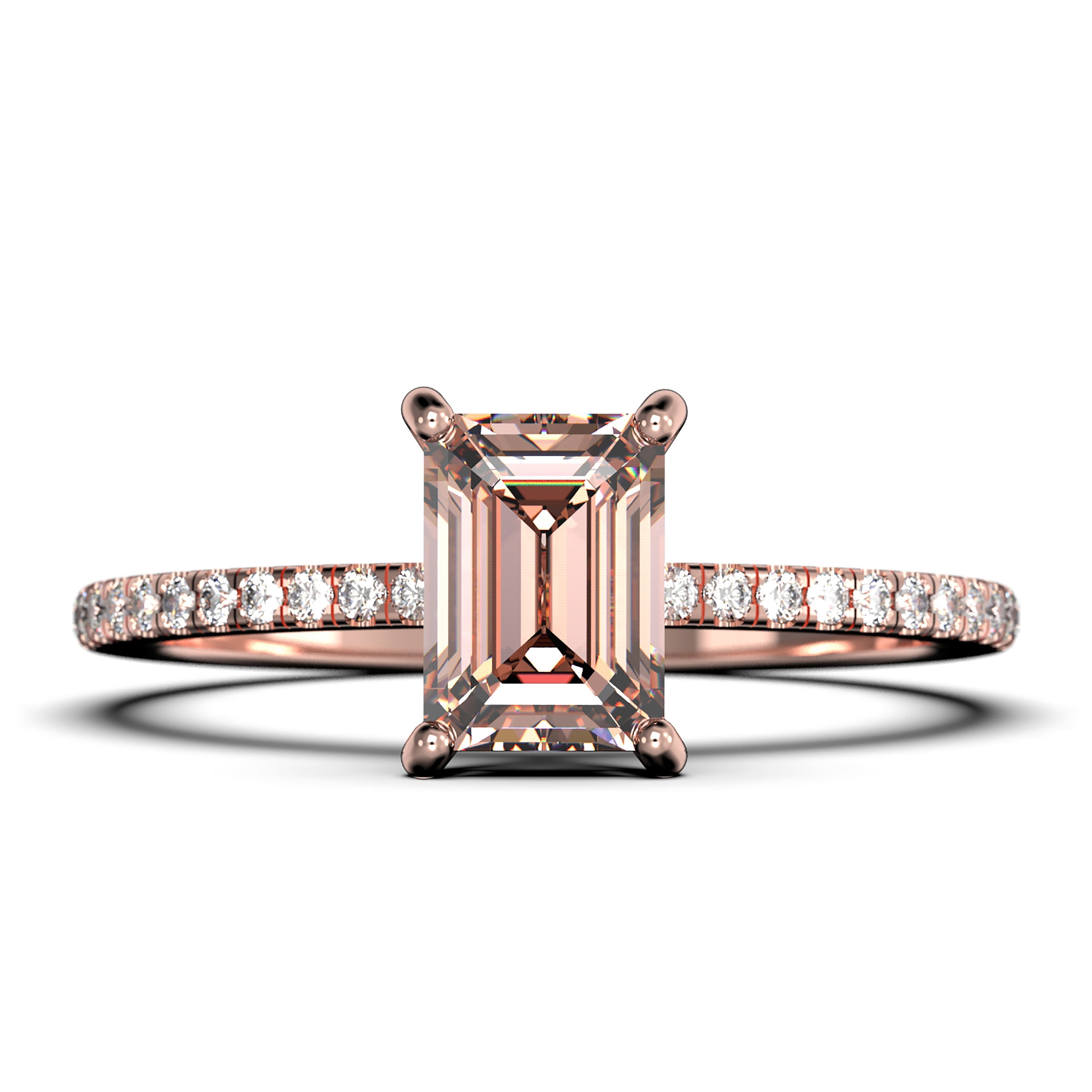 Art deco 2.00 Carat Emerald Cut Morganite And Diamond Moissanite ...