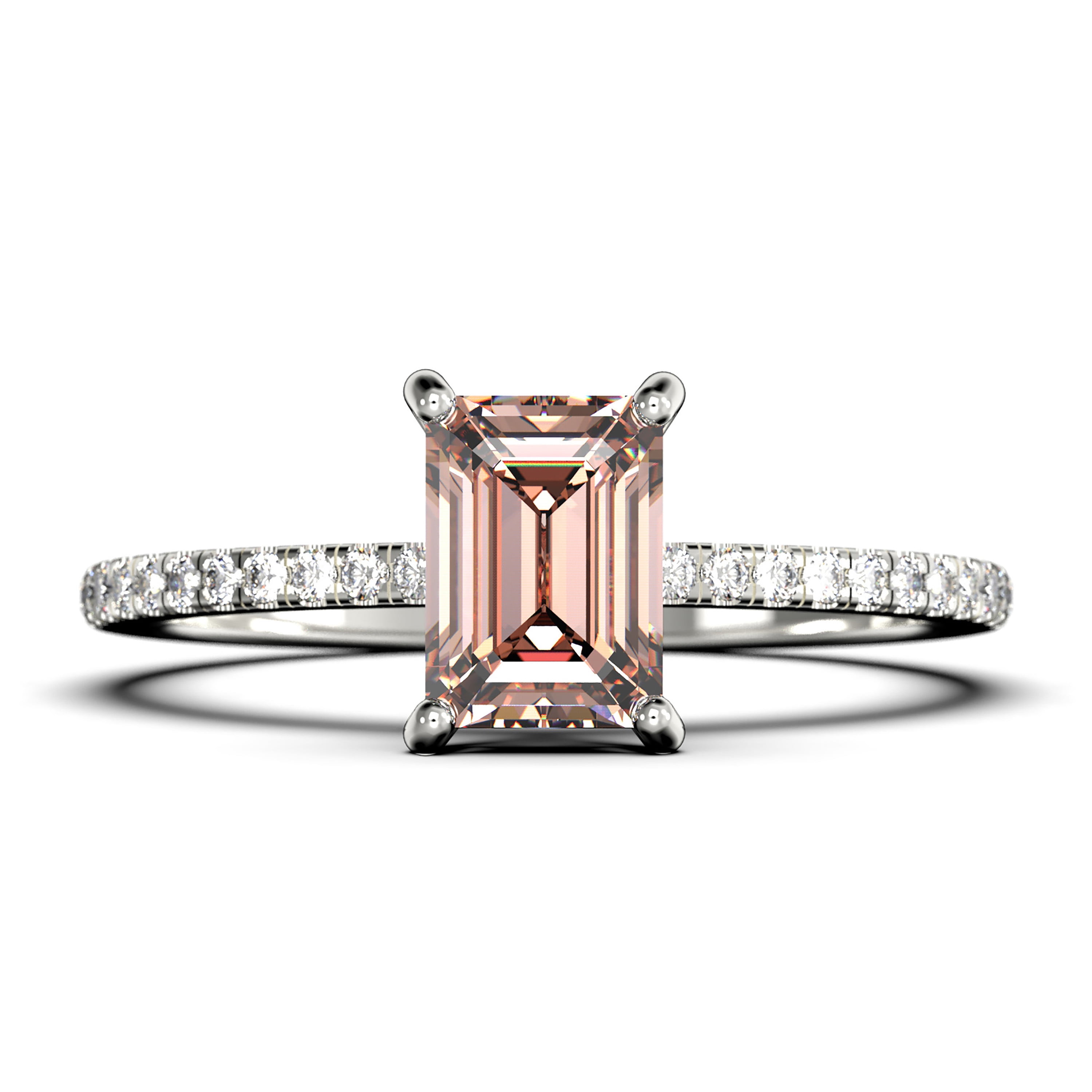 Art deco 2.00 Carat Emerald Cut Morganite And Diamond Moissanite ...