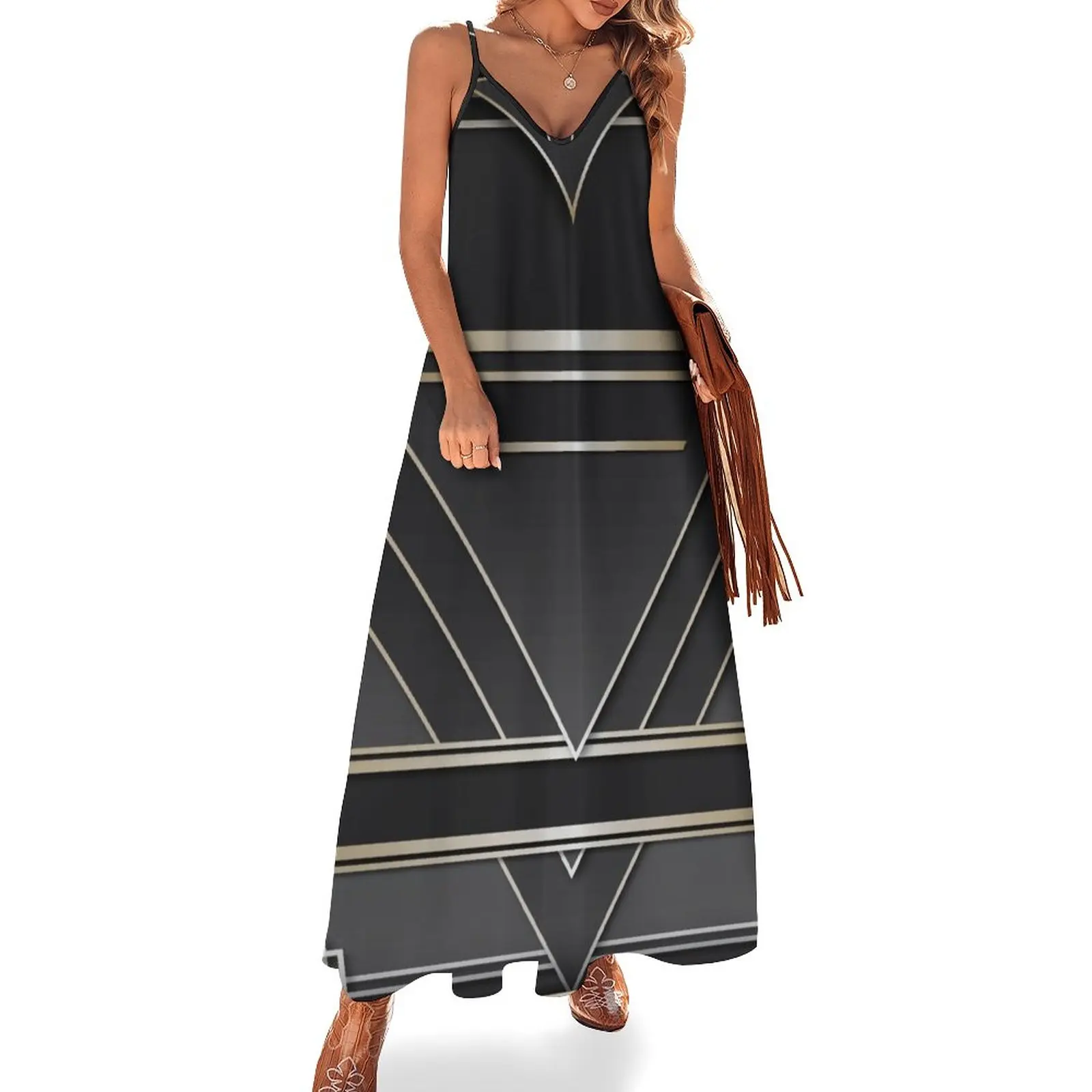 Art deco design IV Sleeveless Dress luxury woman evening dress Clothing ...