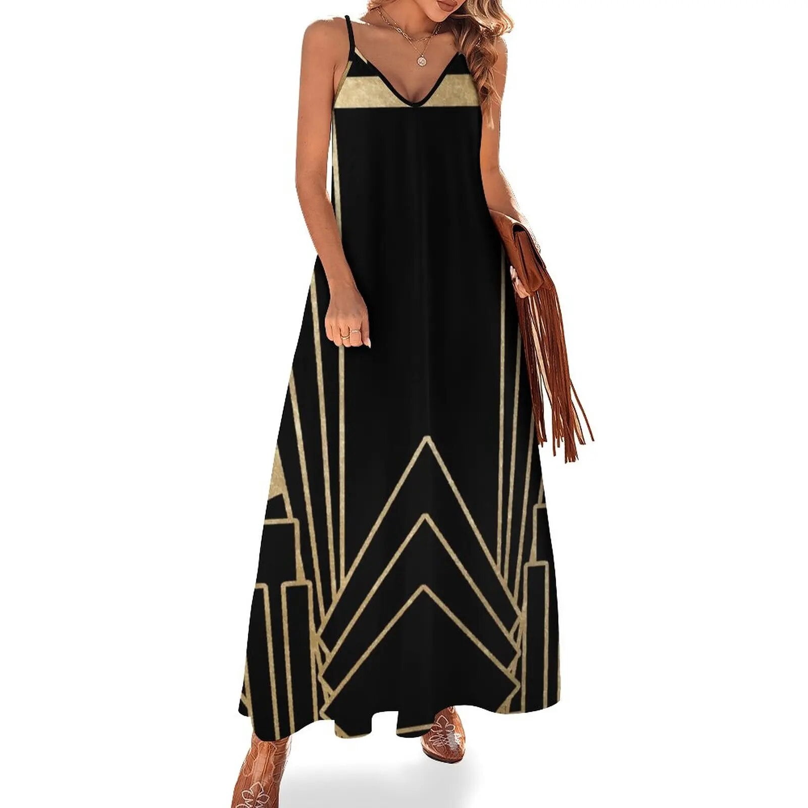 Art deco design Sleeveless Dress women's summer dress Woman clothes ...