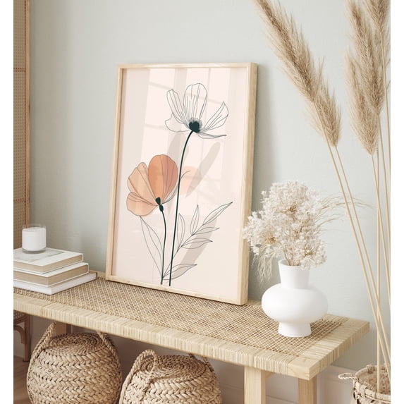 Art for a bright living room Botanical line style Floral illustration ...