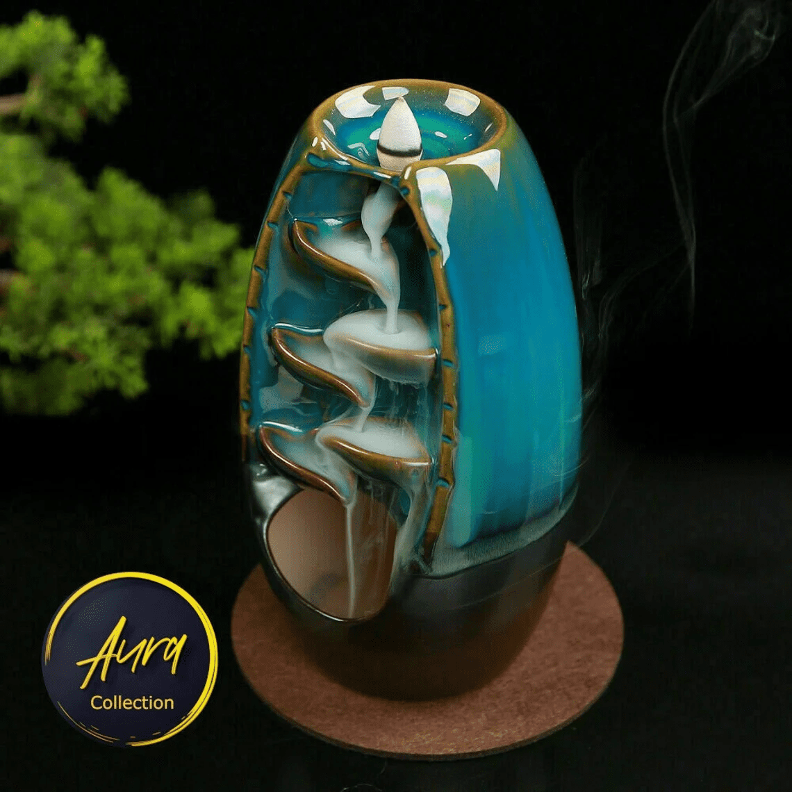 Art of Aurra Ceramic Waterfall Blue Incense Burner, Backflow Burner ...