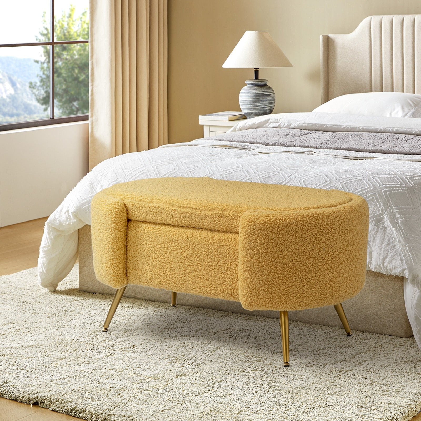 Art of Living Designs Clara 39.4" Wide Storage Bench with Metal Legs ...