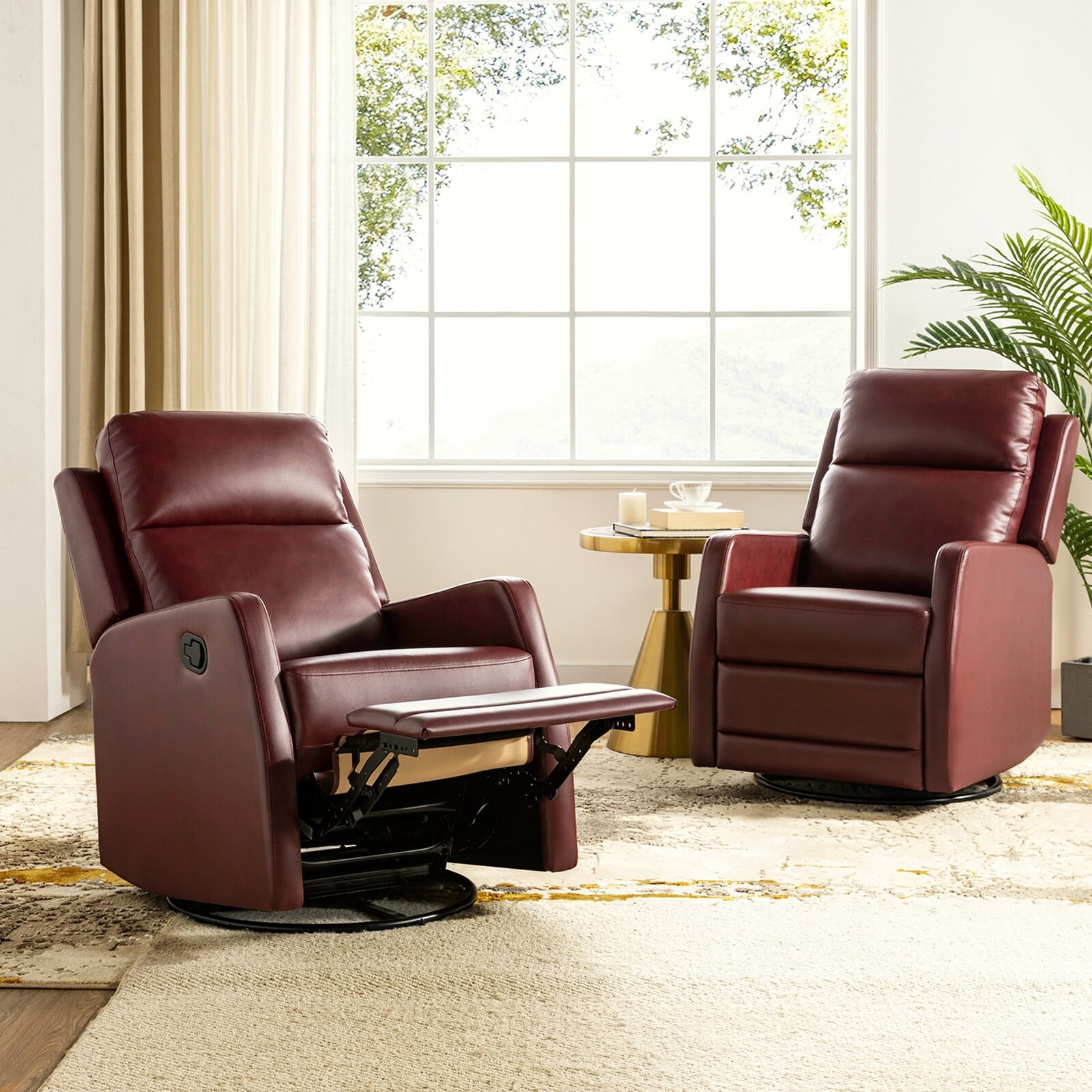 Art of Living Designs Esteban Leather Manual Rocking Swivel Recliner ...