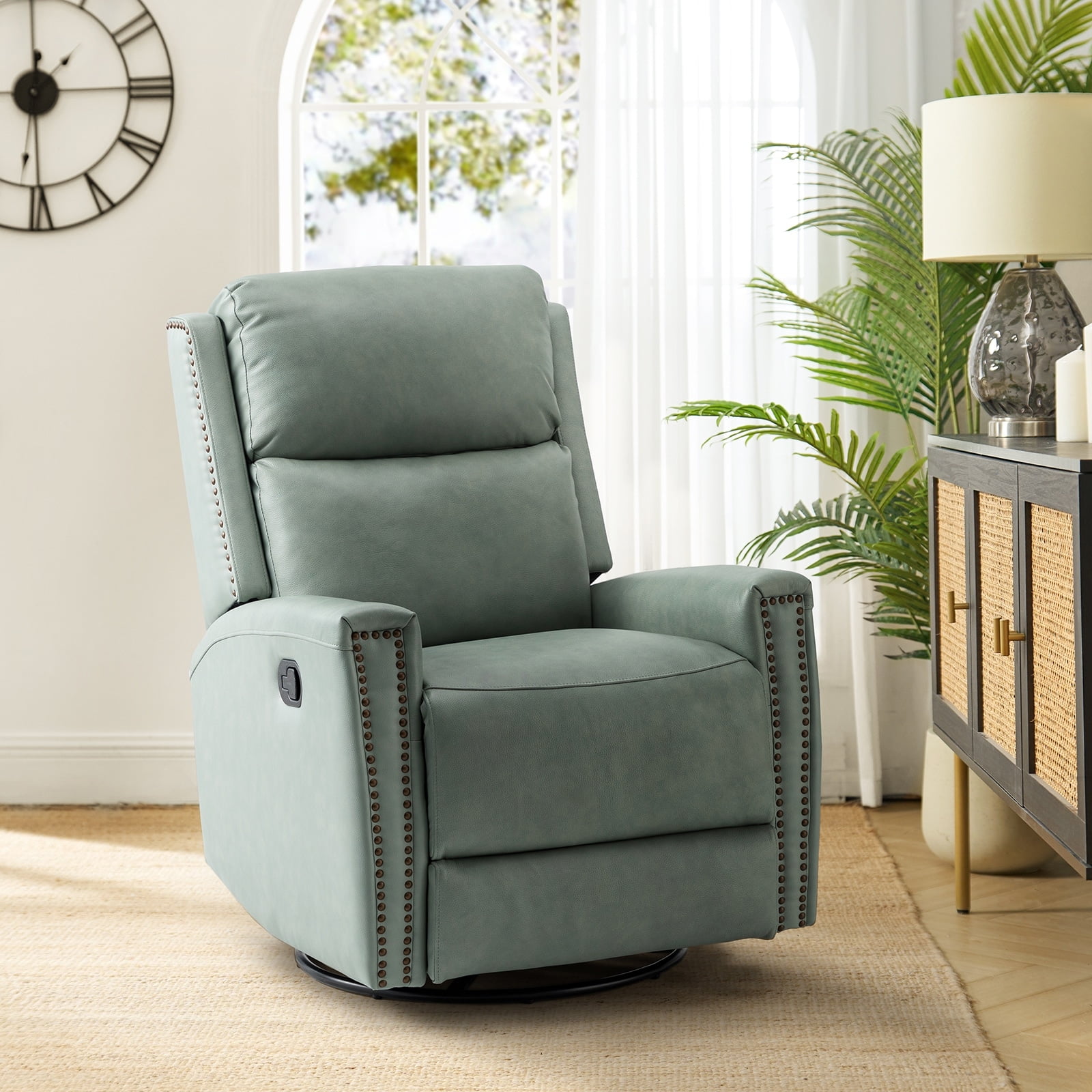 Art of Living Designs Fiacro 30.31"Wide Modern Genuine Leather Wingback ...