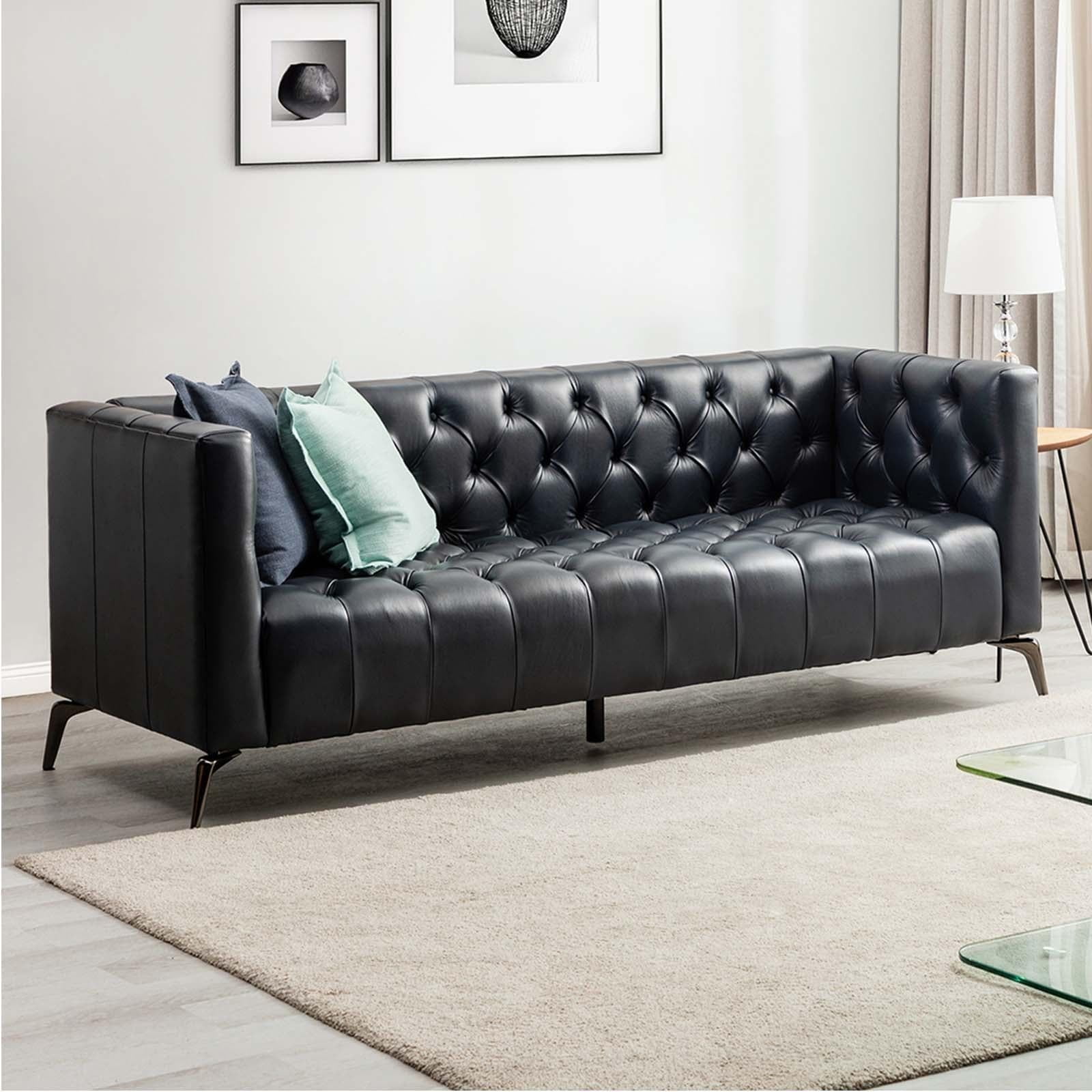 Art of Living Designs Nestor Transitional Genuine Leather Sofa with ...