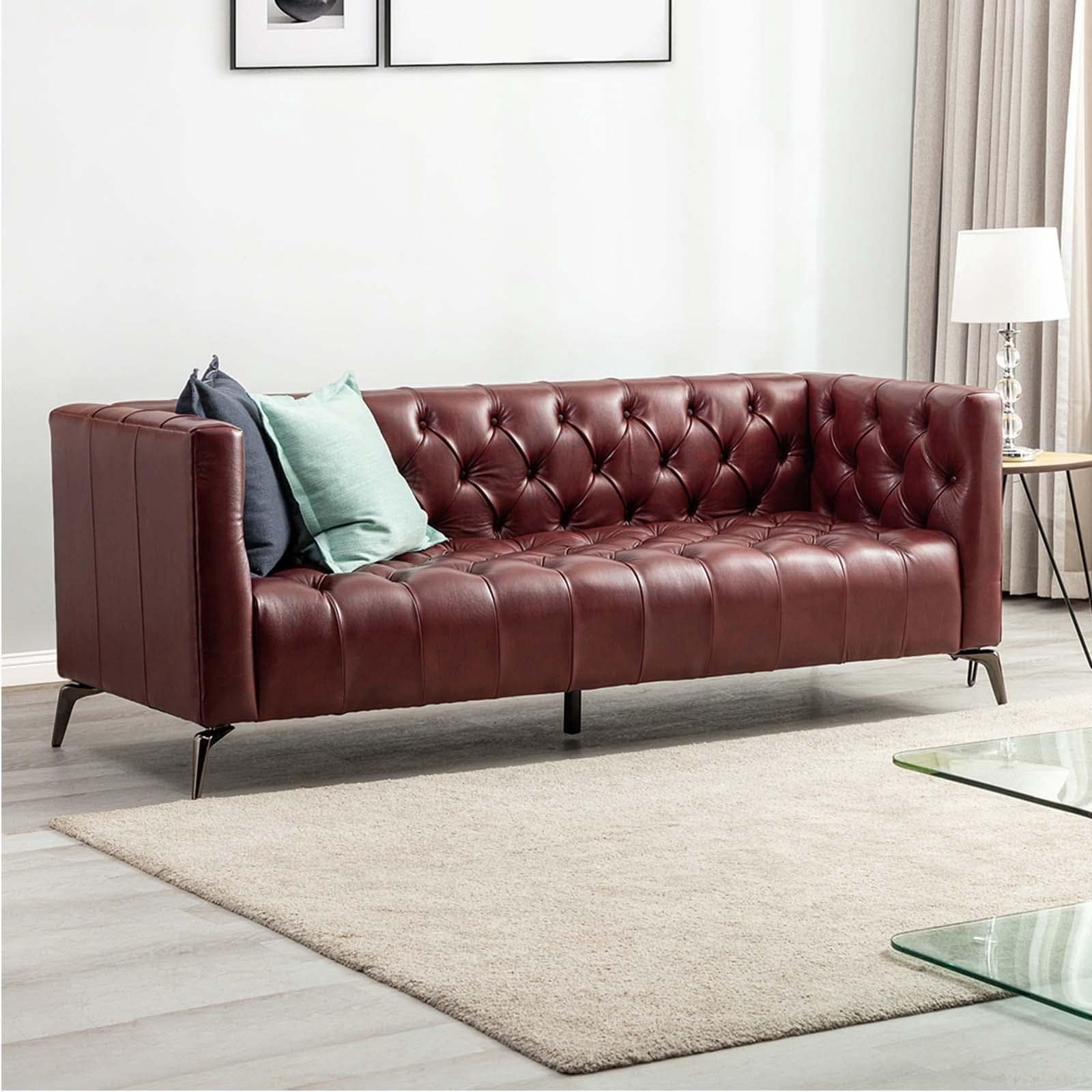 Art of Living Designs Nestor Transitional Genuine Leather Sofa with ...
