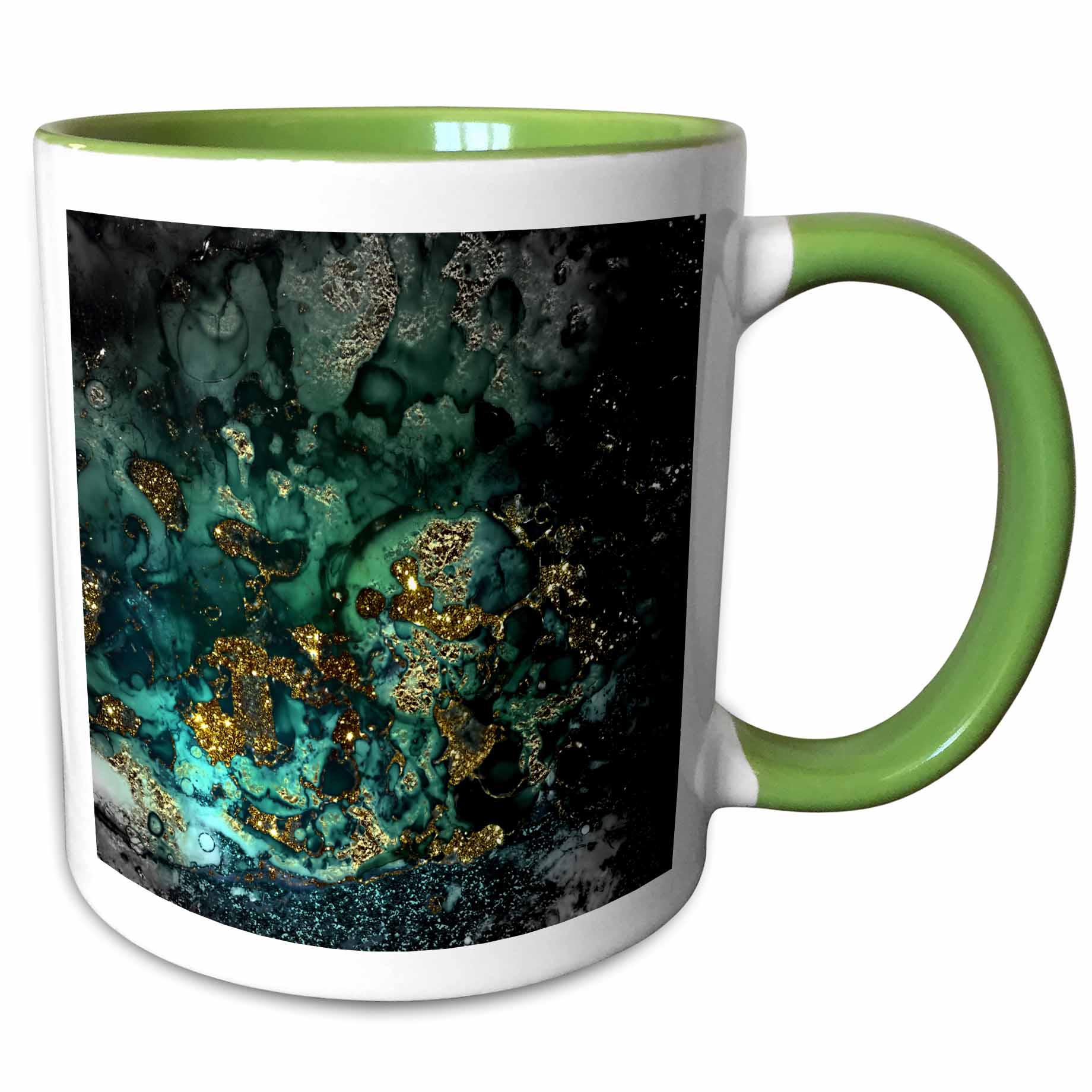 Art print of Dark Green Indigo Gold Marble Agate Malachite Quartz 11oz ...