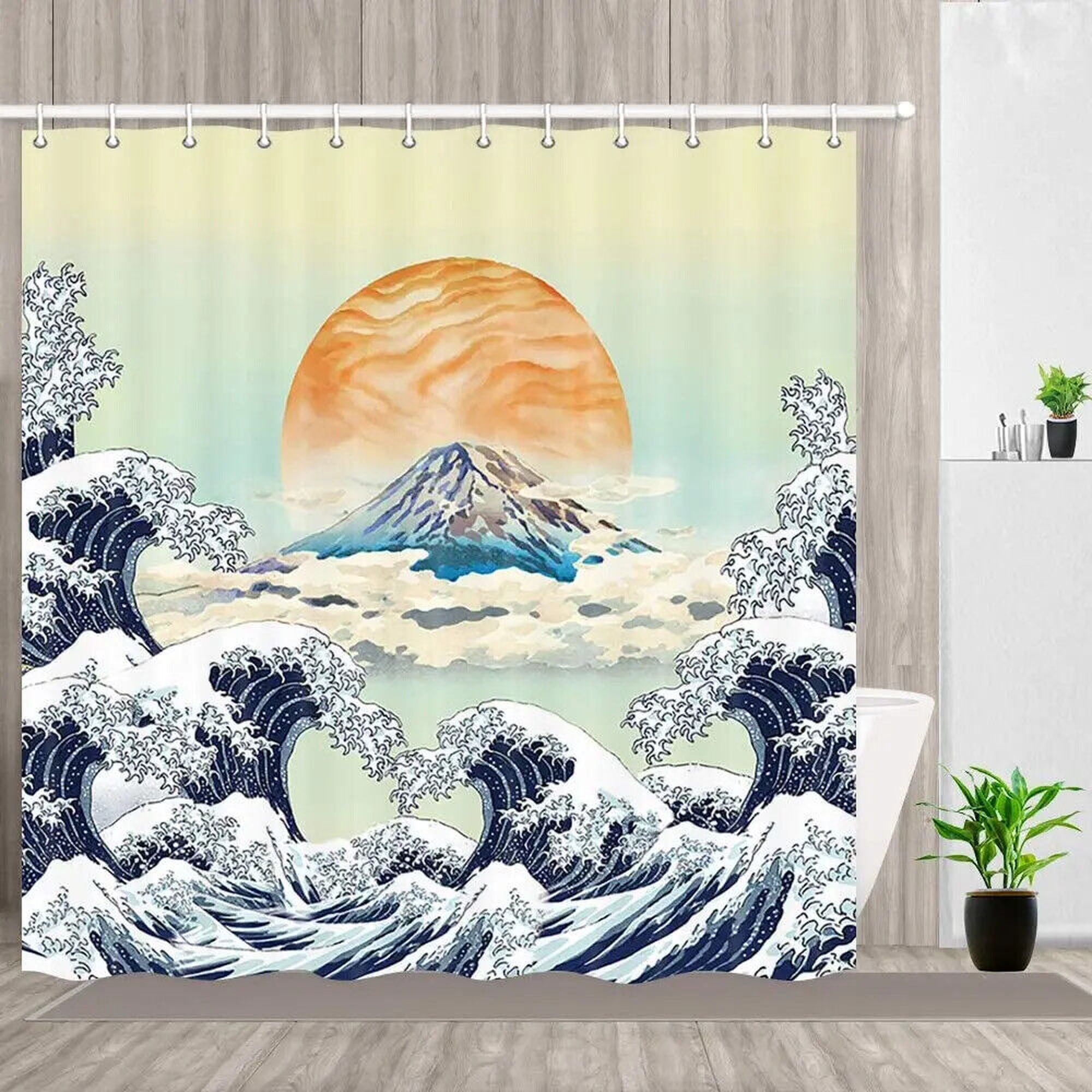 Art shower curtain Wave Sunset shower curtain - Walmart.com