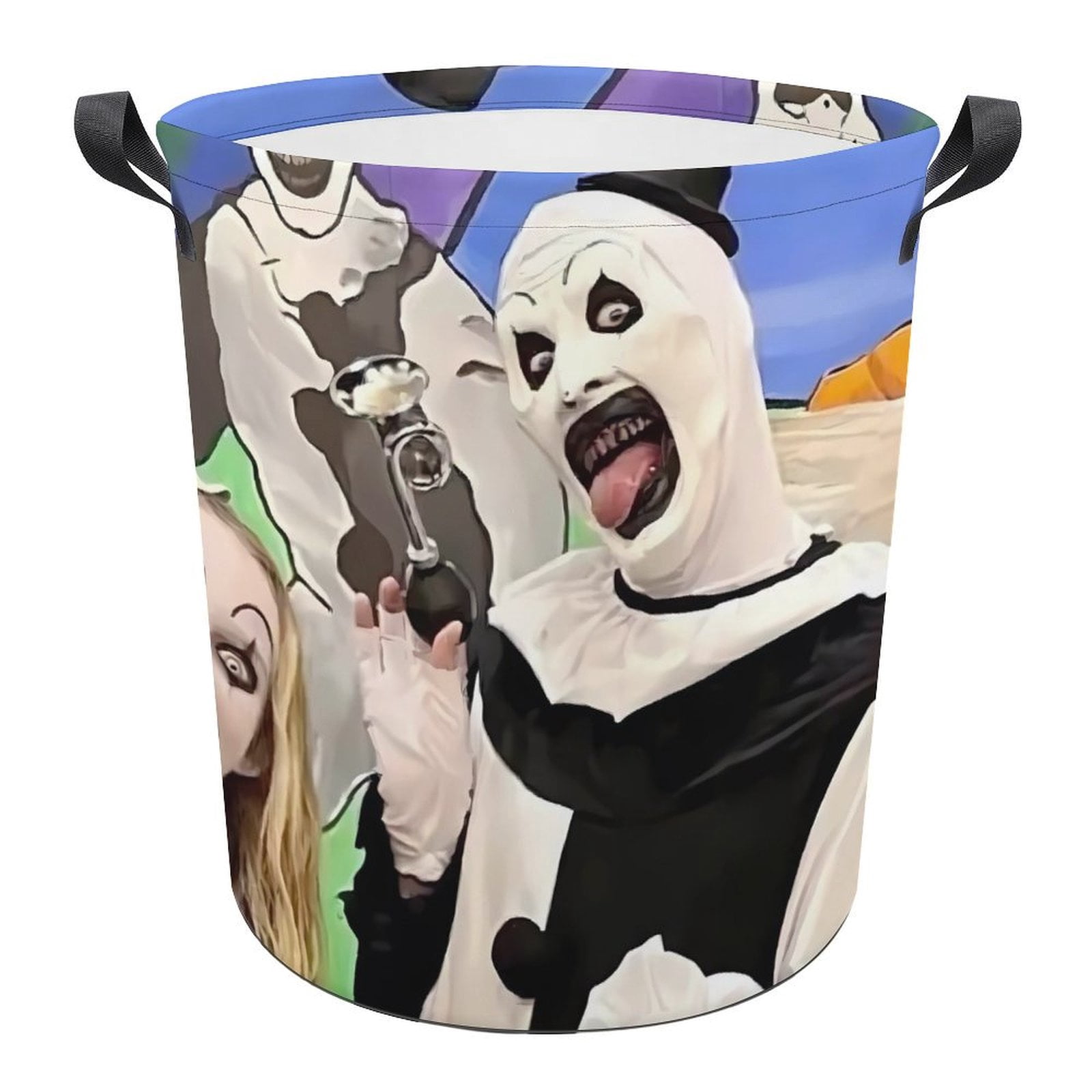 Art-the-Clown Laundry Hamper, Round Collapsible Hamper Laundry Basket ...