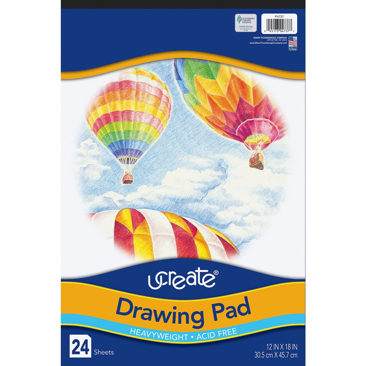 Pacon ART1ST Drawing Pad 12x18, Heavyweight White Sulphite Paper, 24 ...