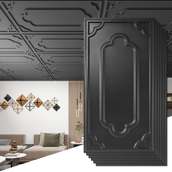 Art3d 12-Pack PVC Drop Ceiling Tiles，24x48in Glue up Ceiling Tile，Cover ...