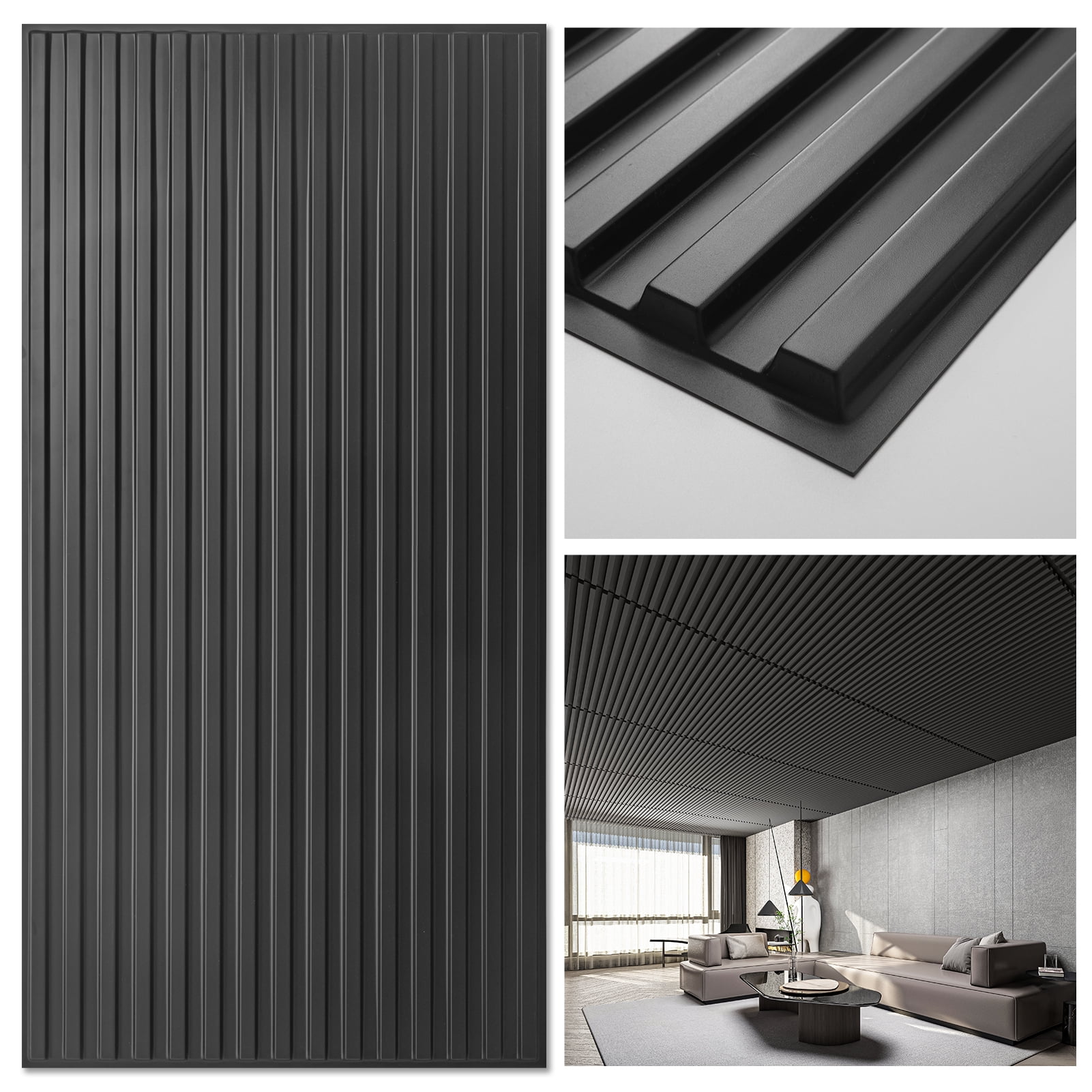 Art3d 24x48" Black Pvc Drop Ceiling Tile 96 sq ft Coverage Area 12 Pack ...
