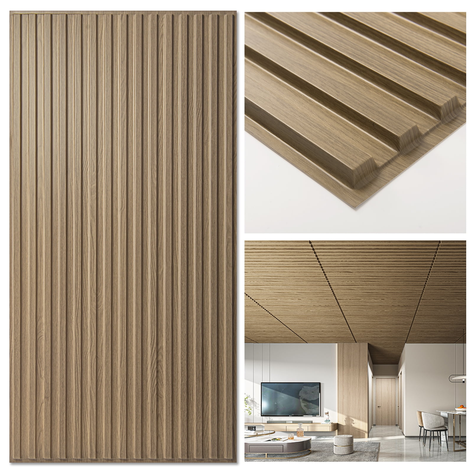 Art3d 24" x 48" Walnut PVC Drop Ceiling Tile 96 sq ft Coverage Area 12 ...