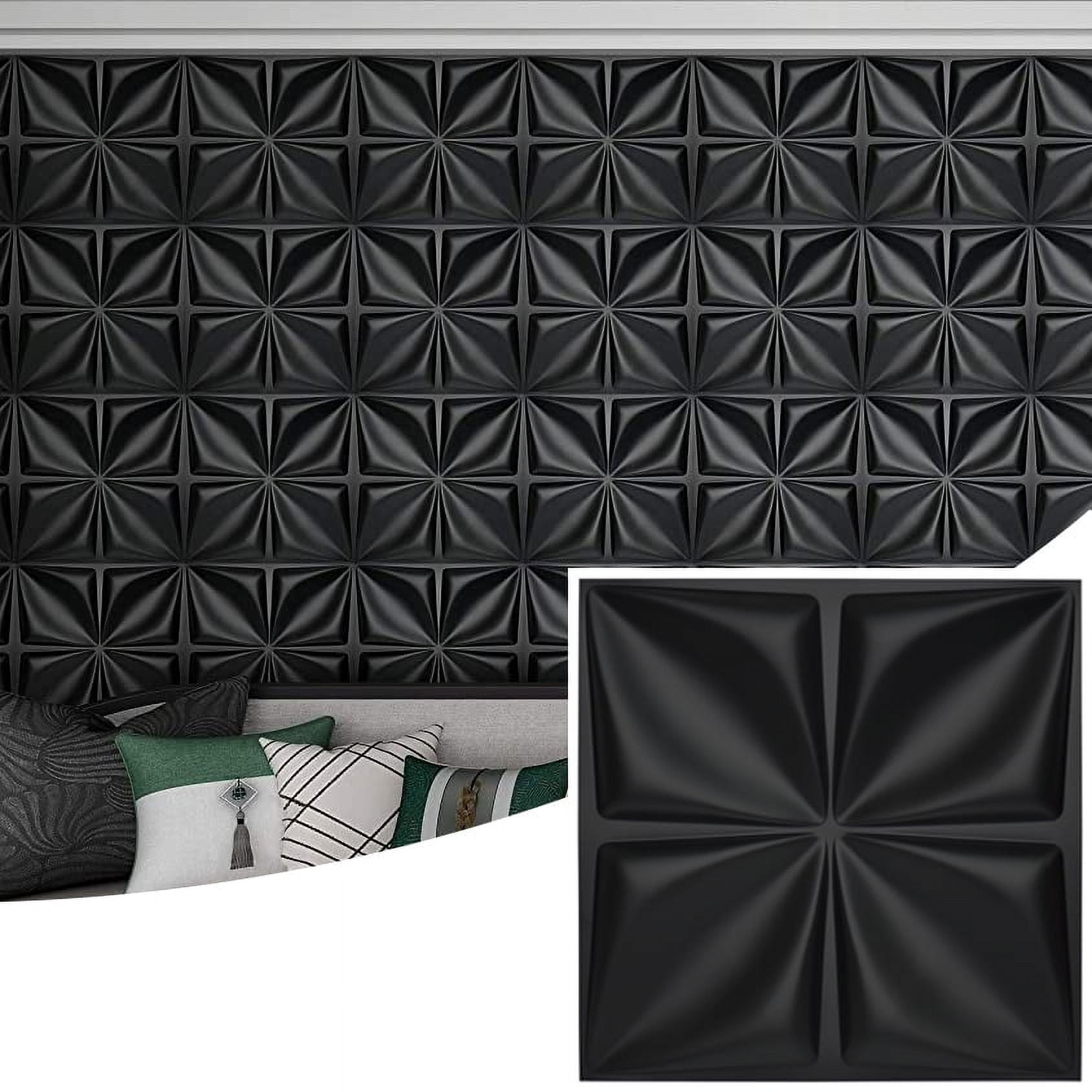 Art3d 12-Piece 19.7x19.7 inch Decorative 3D Wall Panels in Black, PVC ...