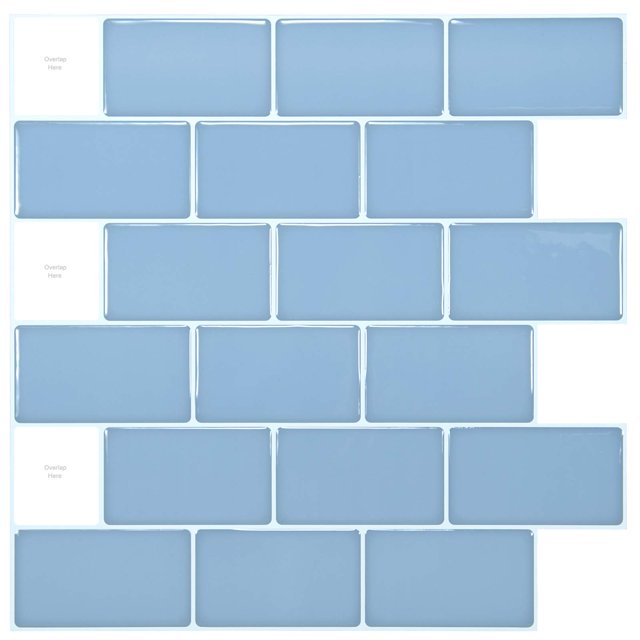 Art3d 12" x 12" Peel and Stick Backsplash Tiles for Kitchen in Blue ...
