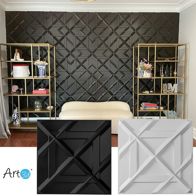 Art3d 19.7 in x 19.7 in ‎White 3D Pvc Wall Panels, Decorative Wall Tile ...