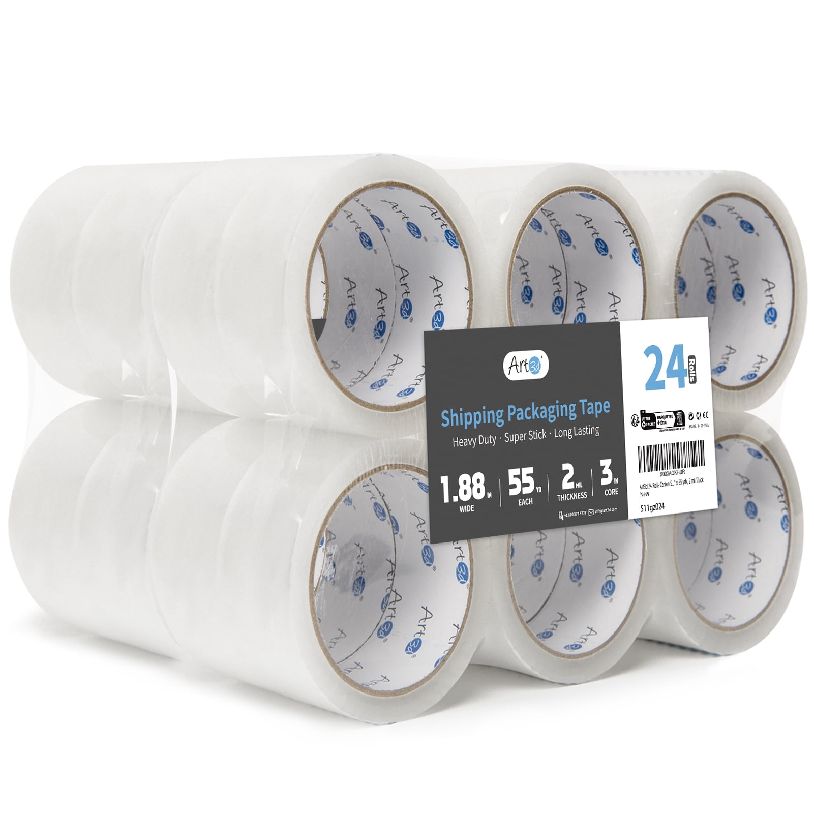 Art3d 24 Rolls Packing Tape，Carton Sealing Tape Heavy Duty, 1.88" x 55 ...