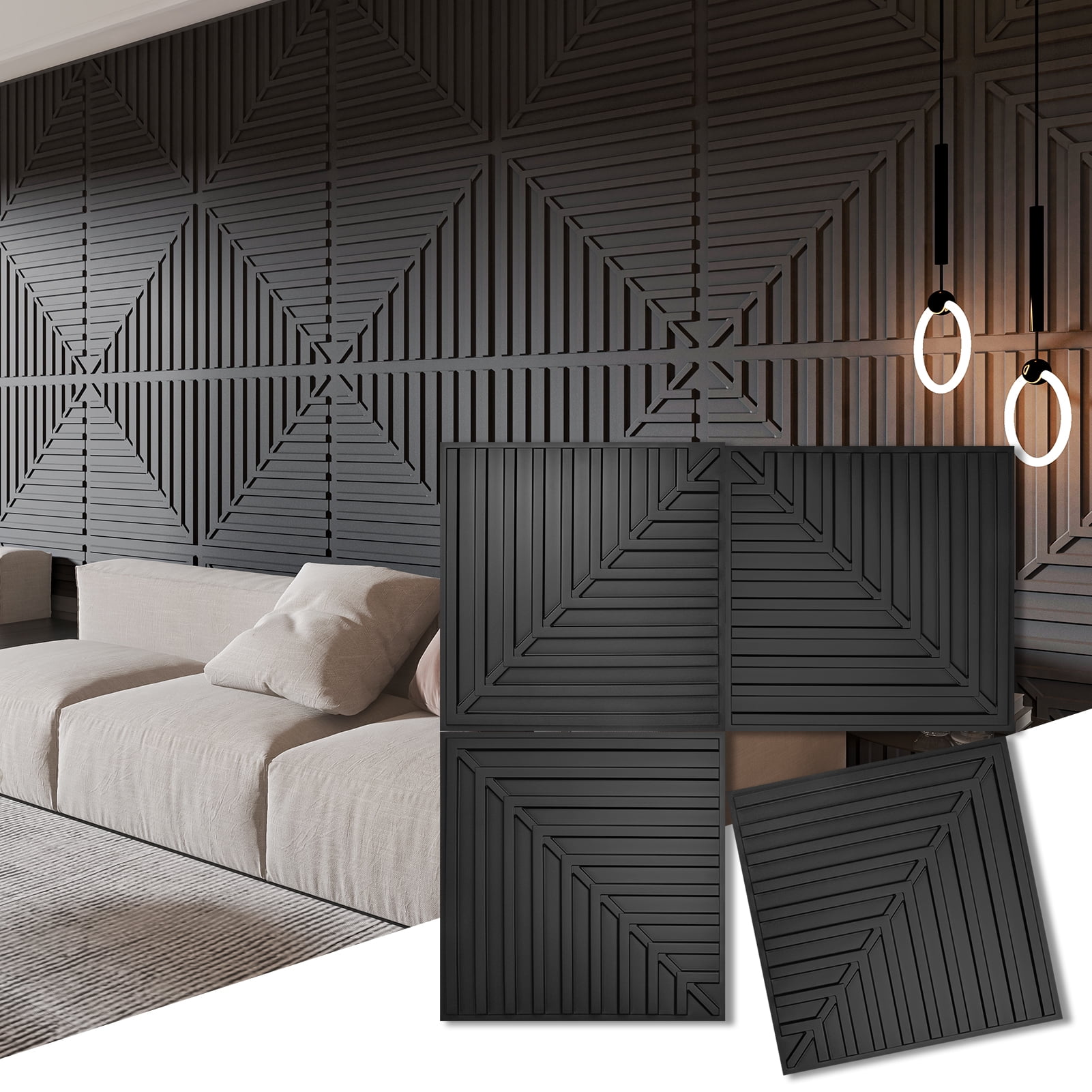 Art3d 24''X24'' Black Drop Ceiling Tiles, PVC 3D Textured Panels for ...