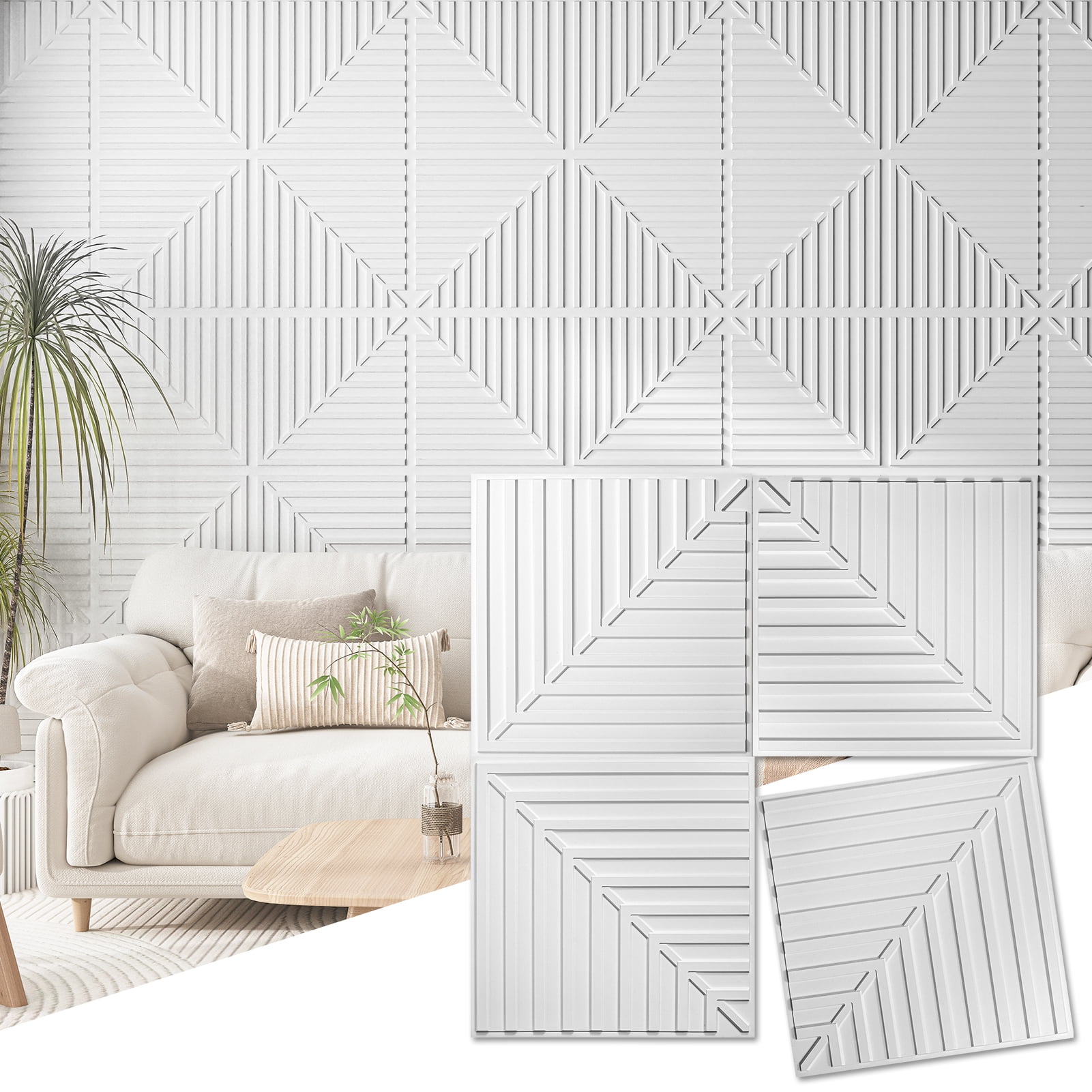 Art3d 24''X24'' White Drop Ceiling Tiles, PVC 3D Textured Panels for ...