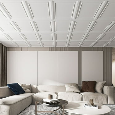 Art3d 12-Piece 24"x24" PVC Ceiling Tiles Glue up in White - Walmart.com